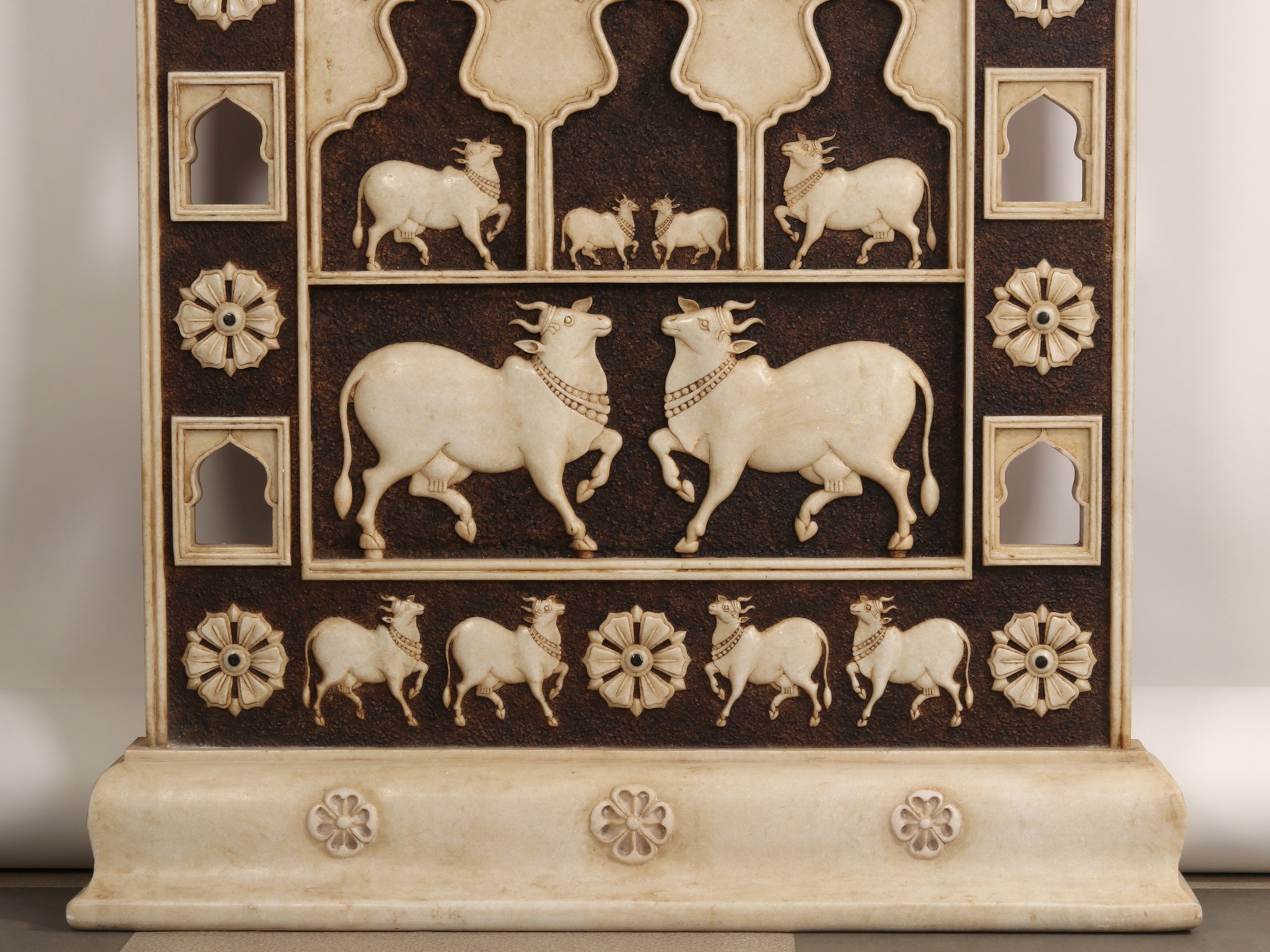 78" Super Large Designer Cow Panel in Marble | Exotic India Art