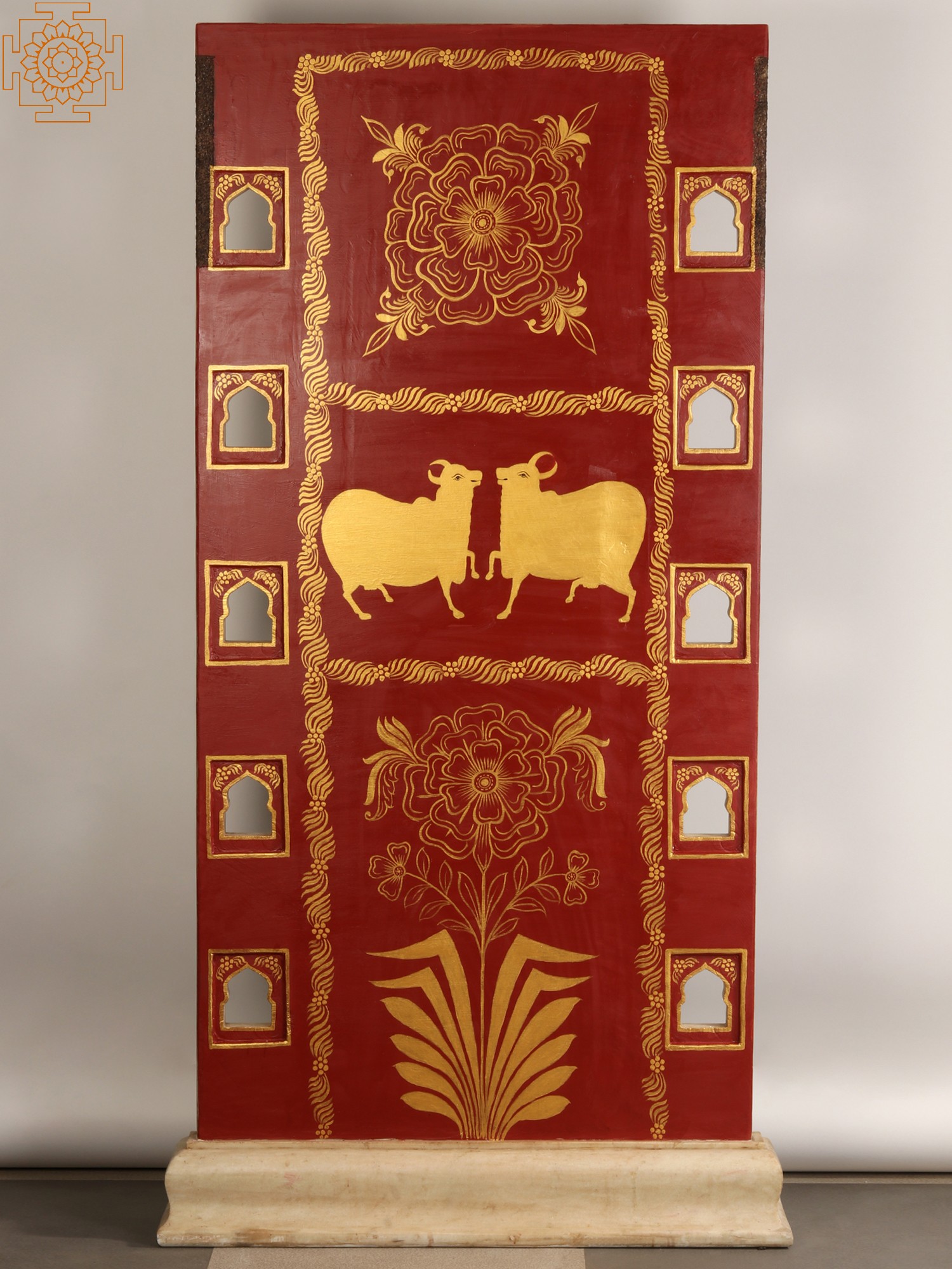 78" Super Large Designer Cow Panel in Marble | Exotic India Art