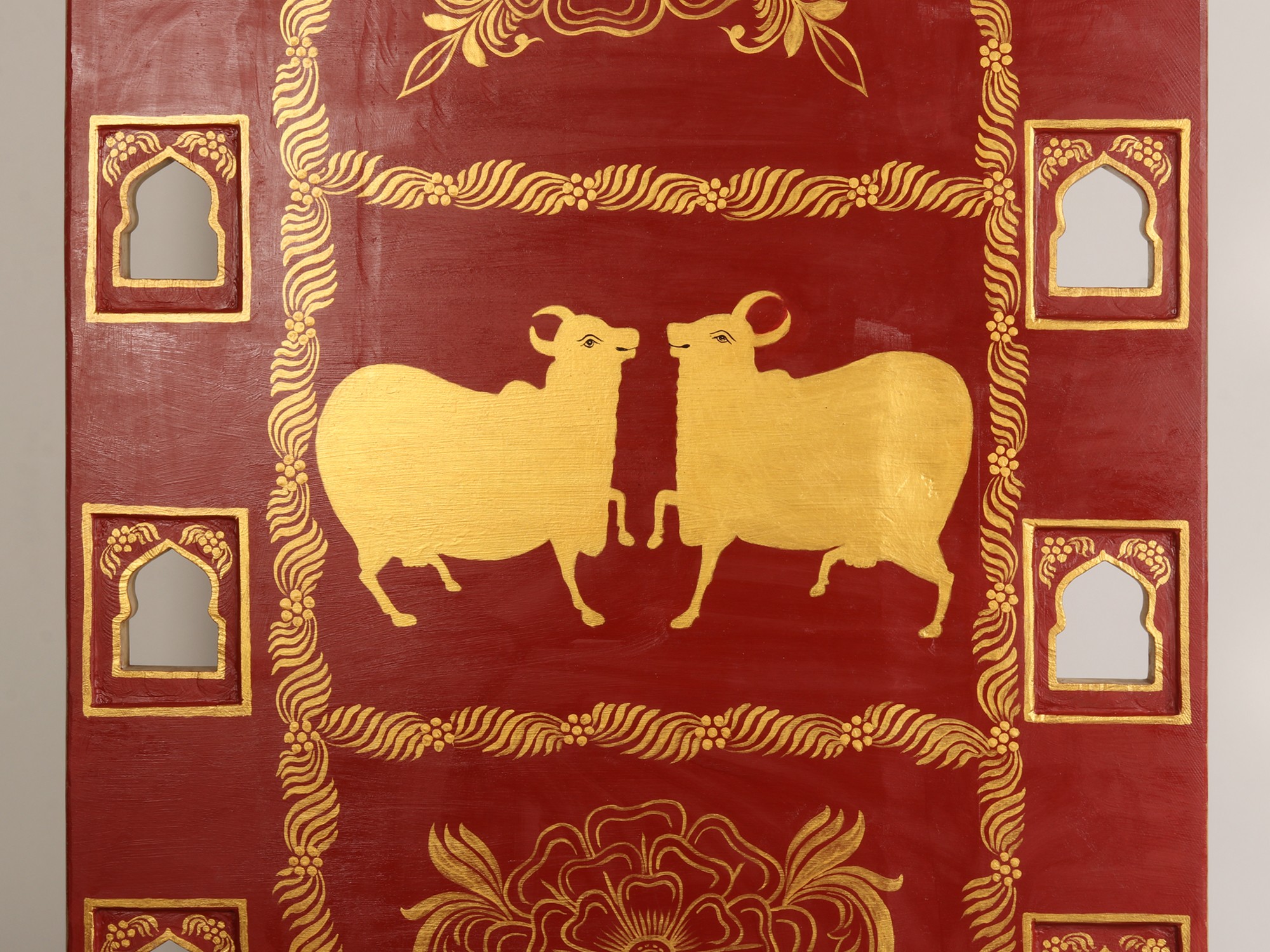 78" Super Large Designer Cow Panel in Marble | Exotic India Art