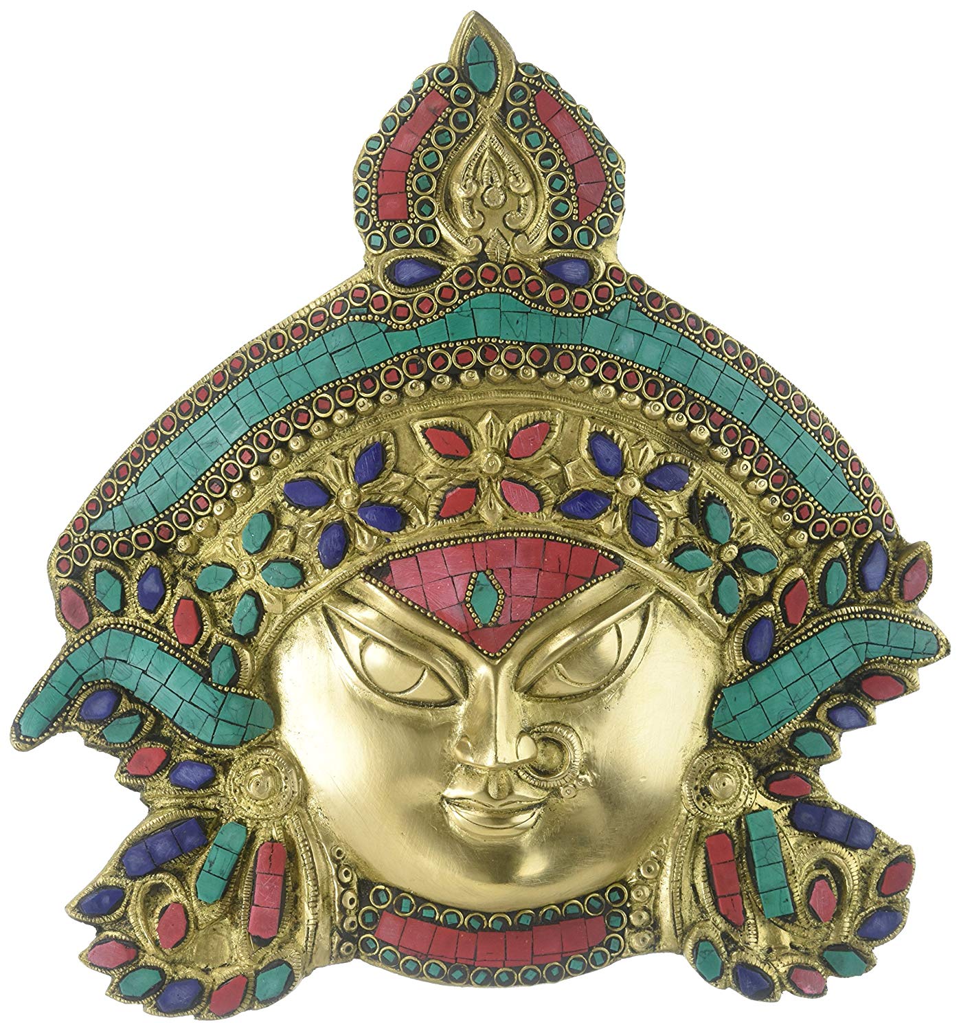 Durga Head Brass Wall Hanging | Exotic India Art