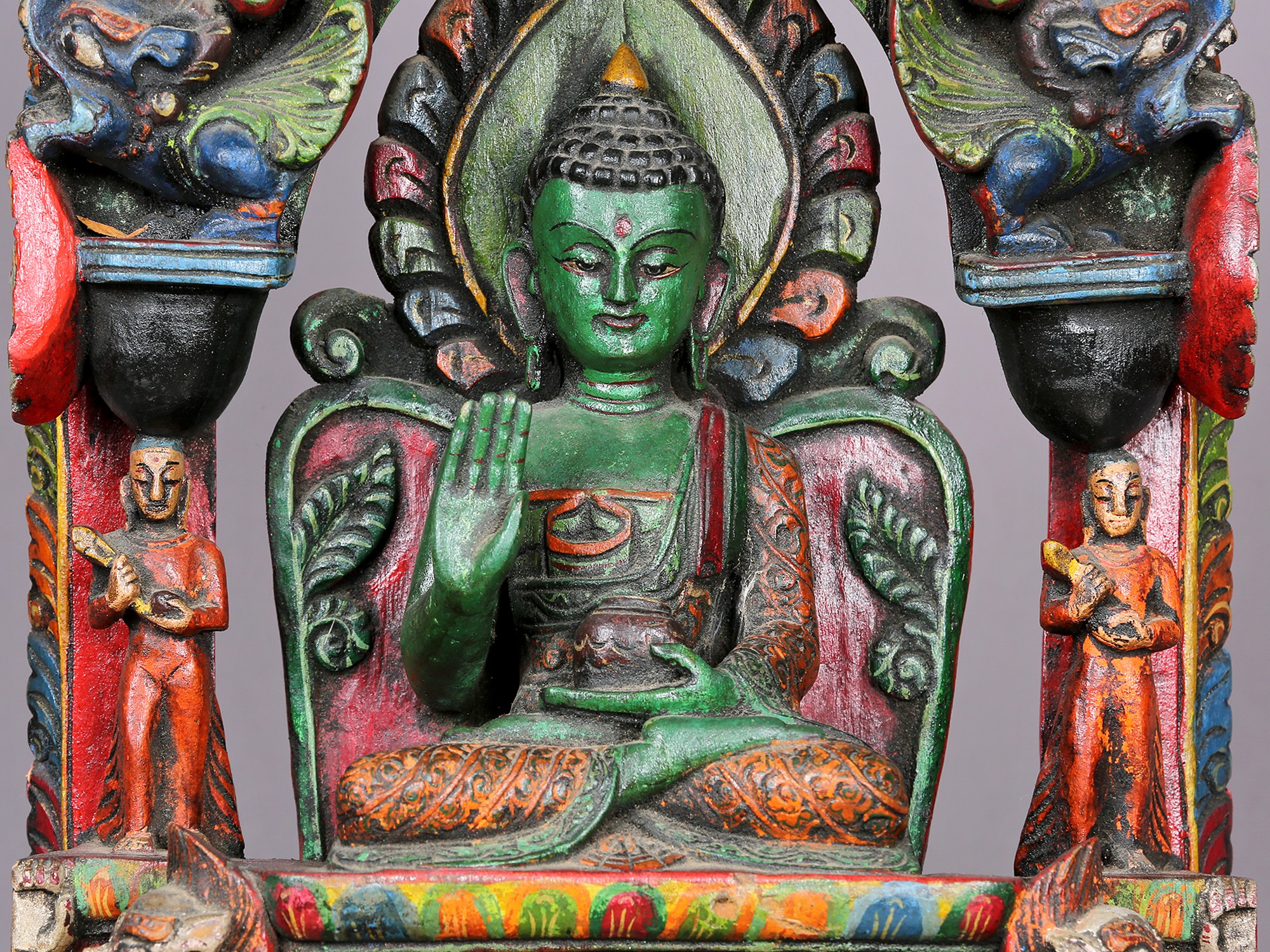 14" Wooden Lord Shakyamuni Buddha Statue from Nepal | Exotic India Art