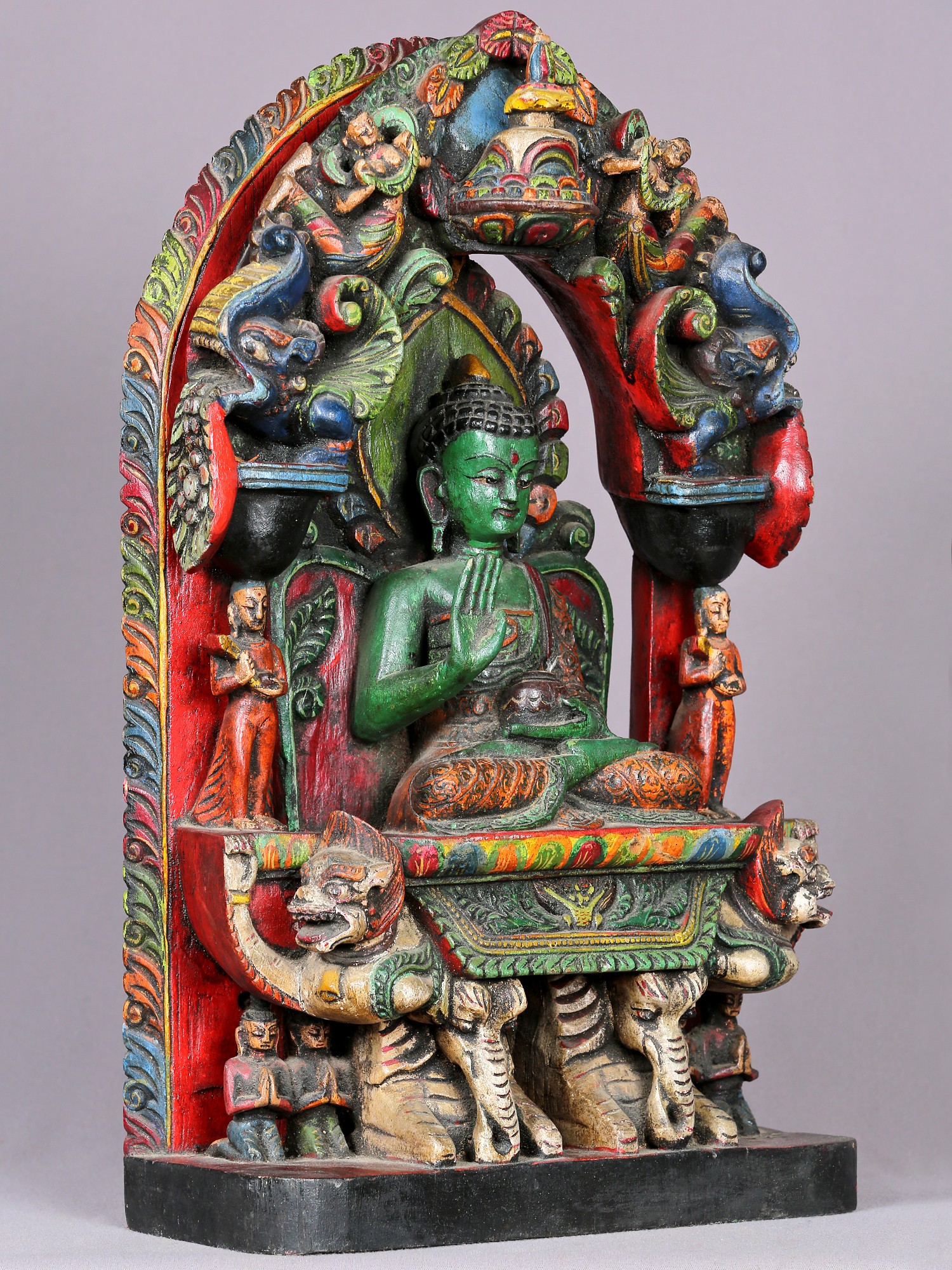 14" Wooden Lord Shakyamuni Buddha Statue from Nepal | Exotic India Art