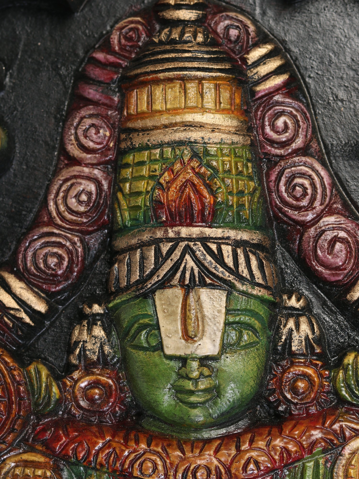 36" Large Wood Carved Tirupati Balaji (Venkateshvara) Wall Hanging ...