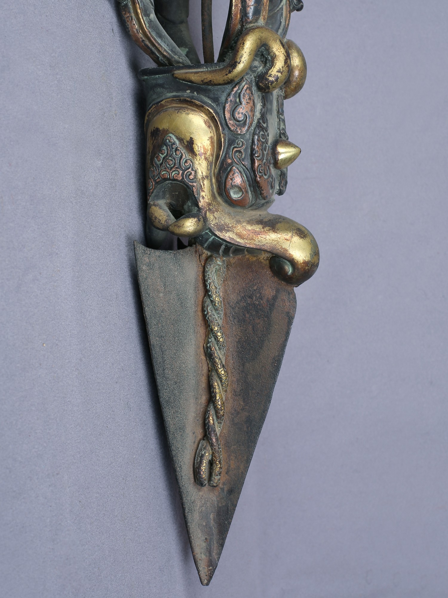 22" Tibetan Buddhist Phurba Dagger from Nepal | Copper Gilded with Gold ...