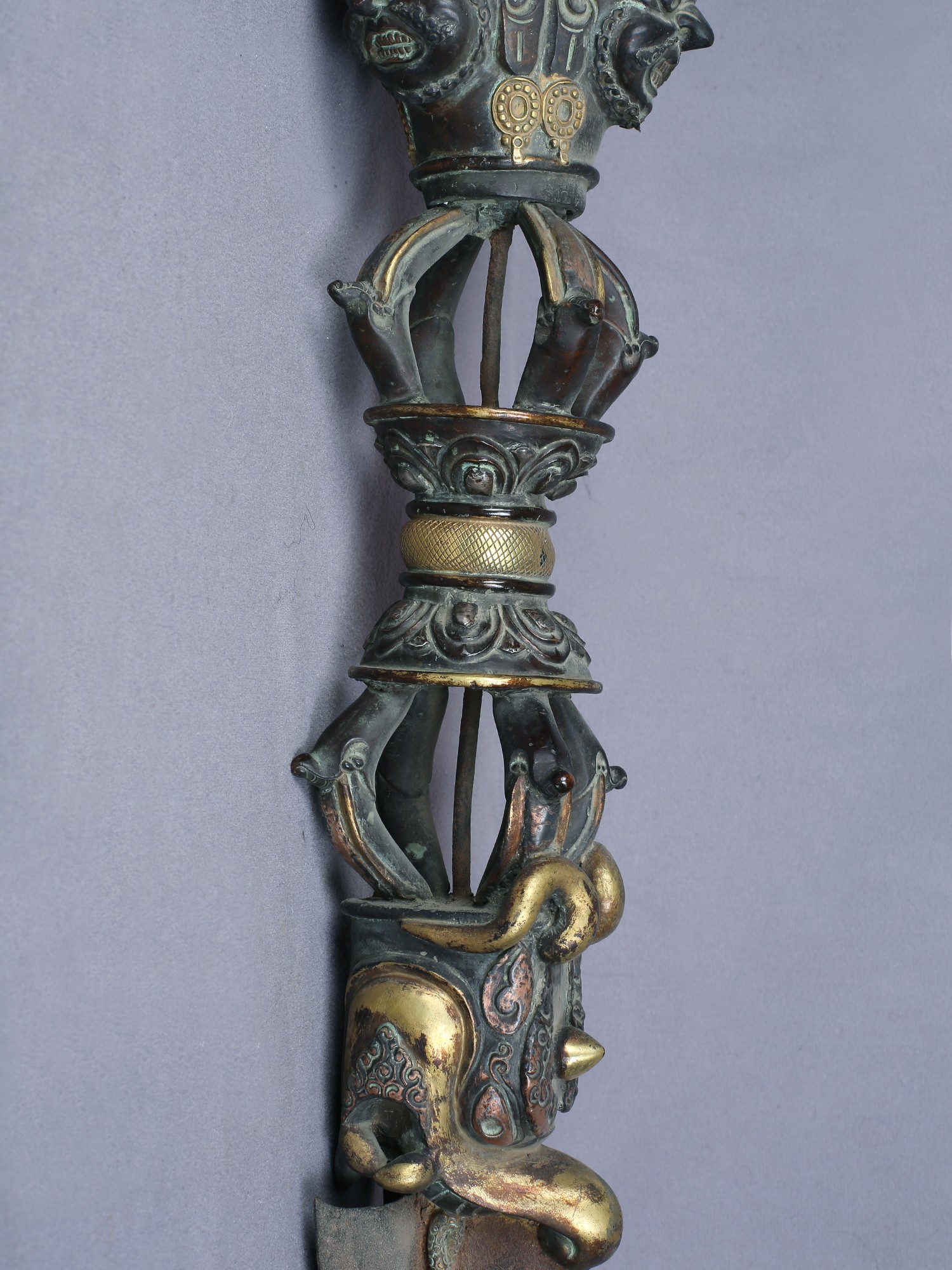 22" Tibetan Buddhist Phurba Dagger from Nepal | Copper Gilded with Gold ...