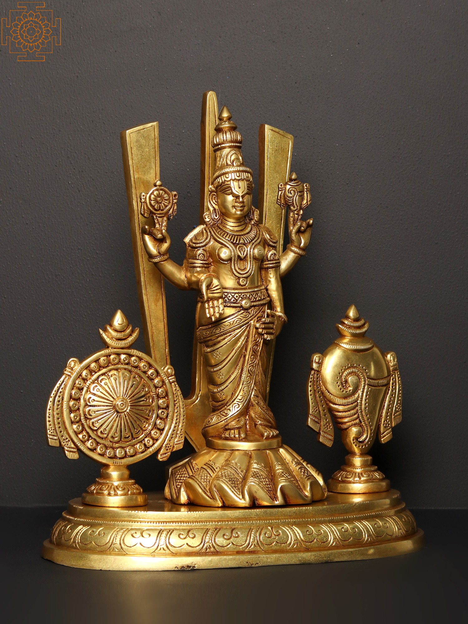 14" Standing Tirupati Balaji (Venkateshvara) with Vaishnava Symbols ...