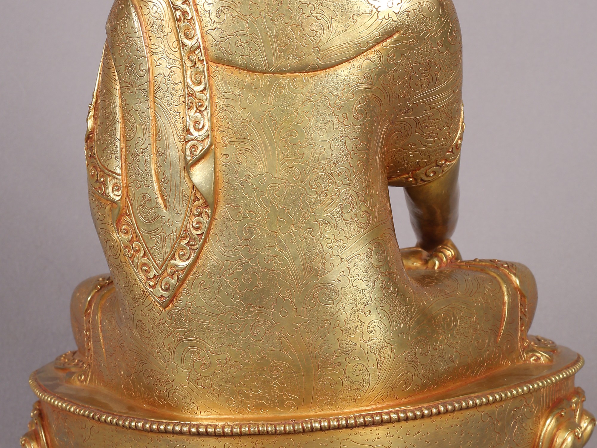 14" Shakyamuni Buddha Idol From Nepal | Copper Statue with Gold Finish | Exotic India Art