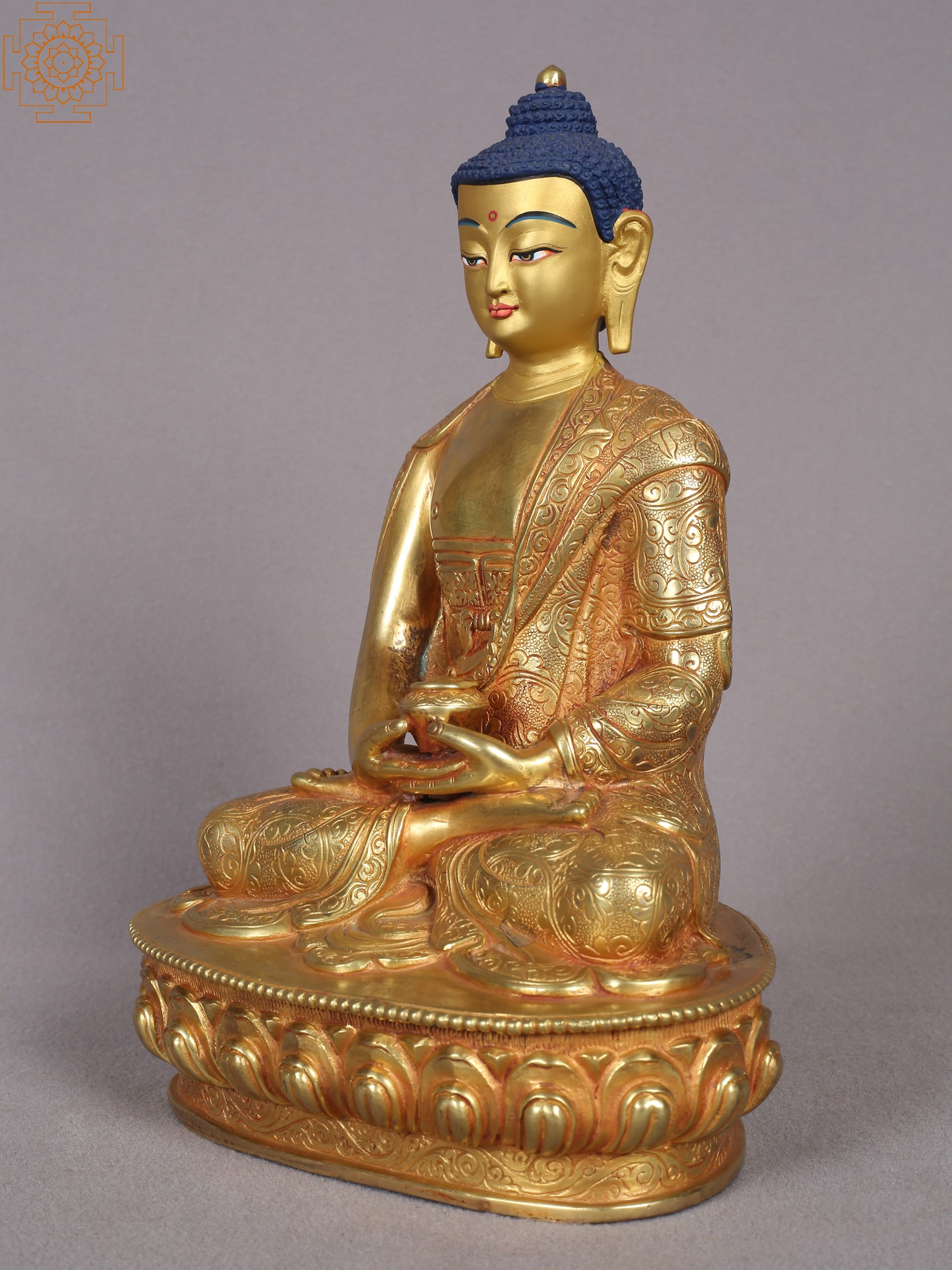 8" Amitabha Buddha Copper Statue from Nepal | Exotic India Art