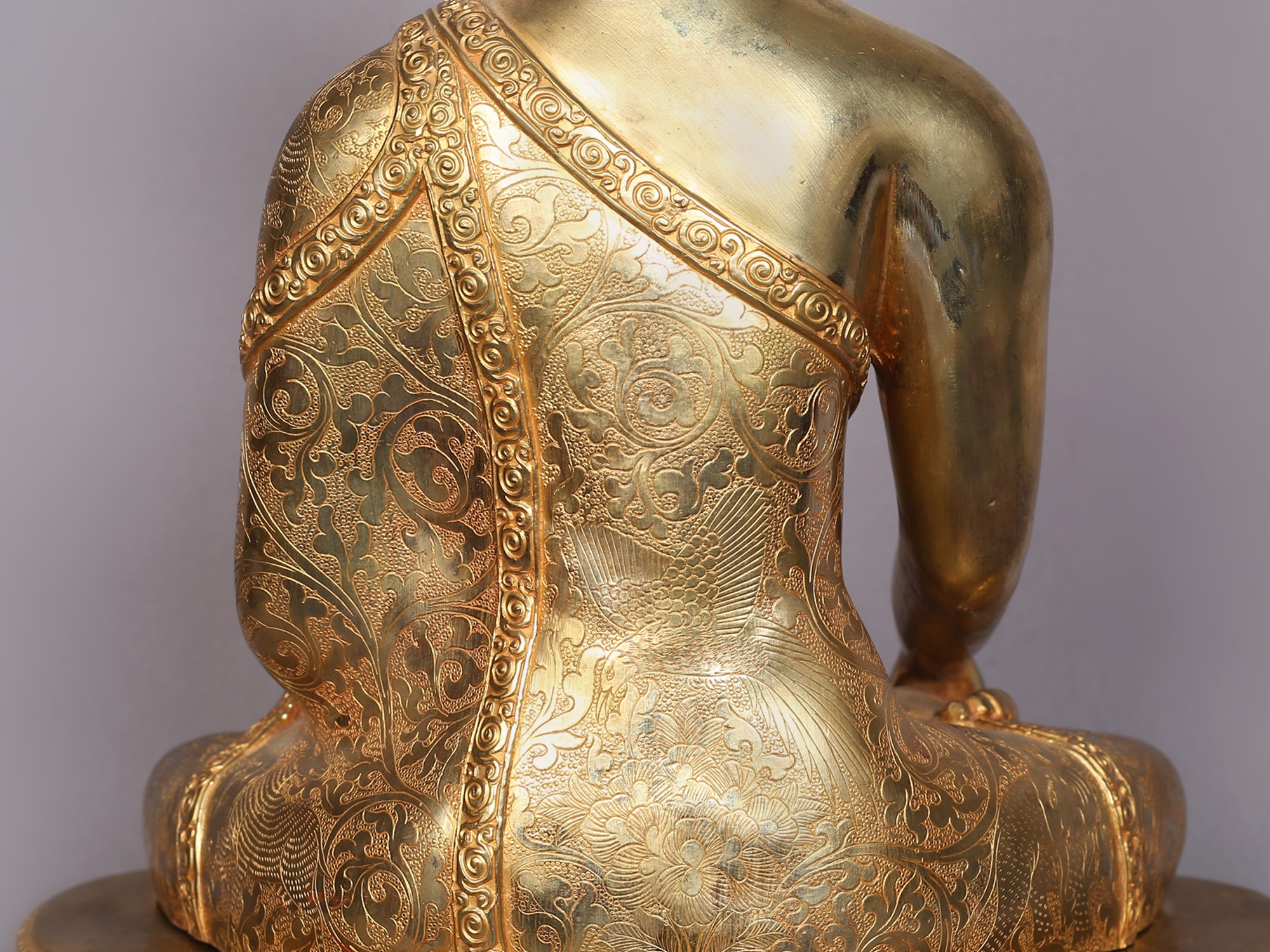 15" Lord Bhumisparsha Buddha Copper Statue | Copper with Gold Plated ...