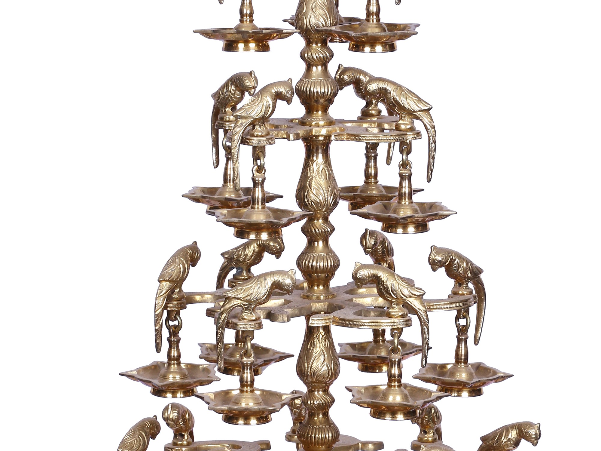 37" Parrot Multilayer Pooja Lamp | Exotic India Art