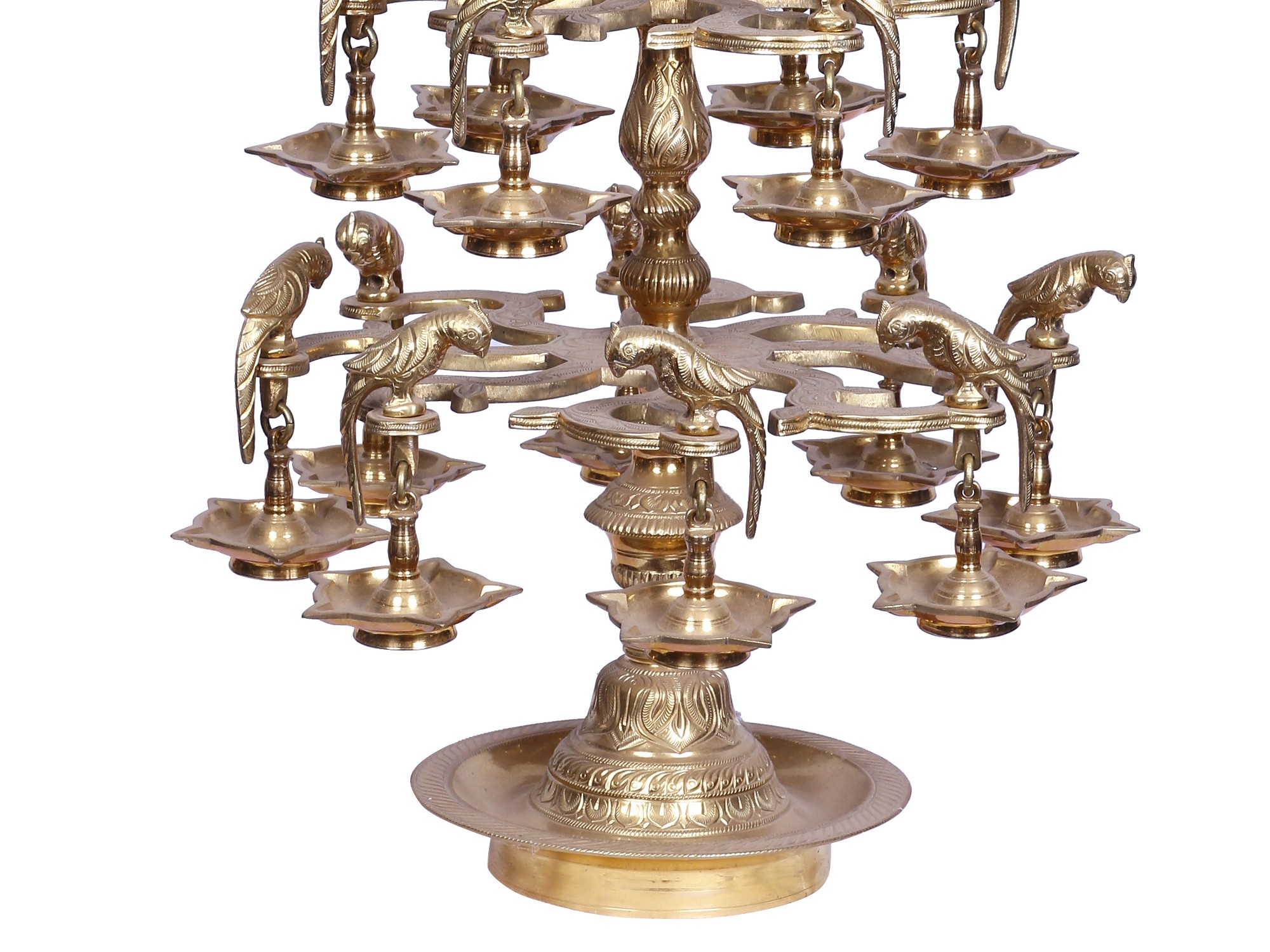 37" Parrot Multilayer Pooja Lamp | Exotic India Art