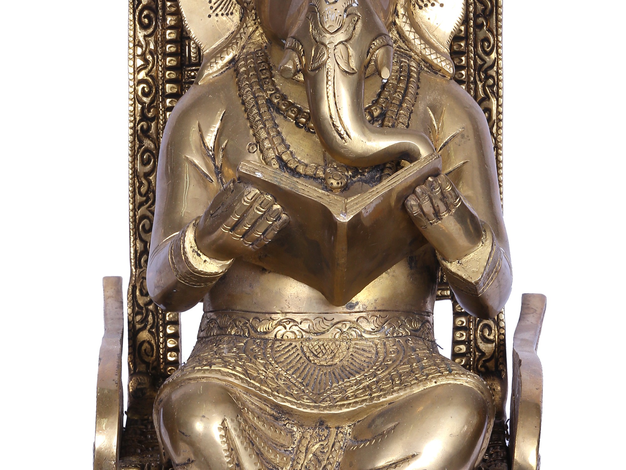 16" Brass Reading Ganesha | Exotic India Art