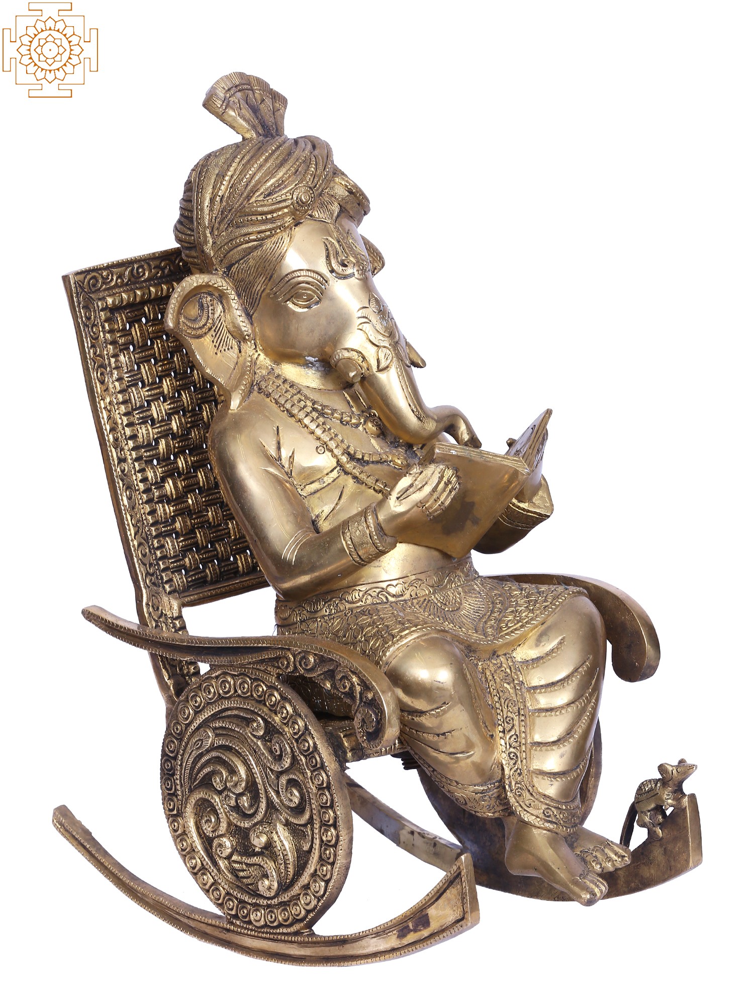 16" Brass Reading Ganesha | Exotic India Art