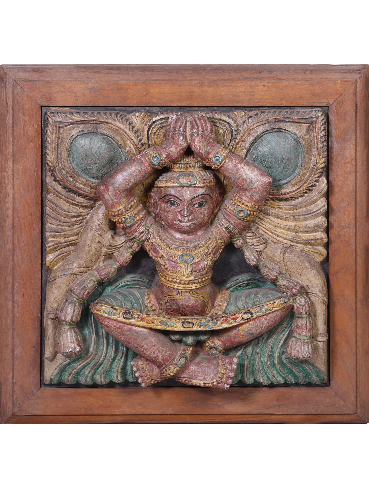 15" Lord Indra Square Wall Panel | Exotic India Art