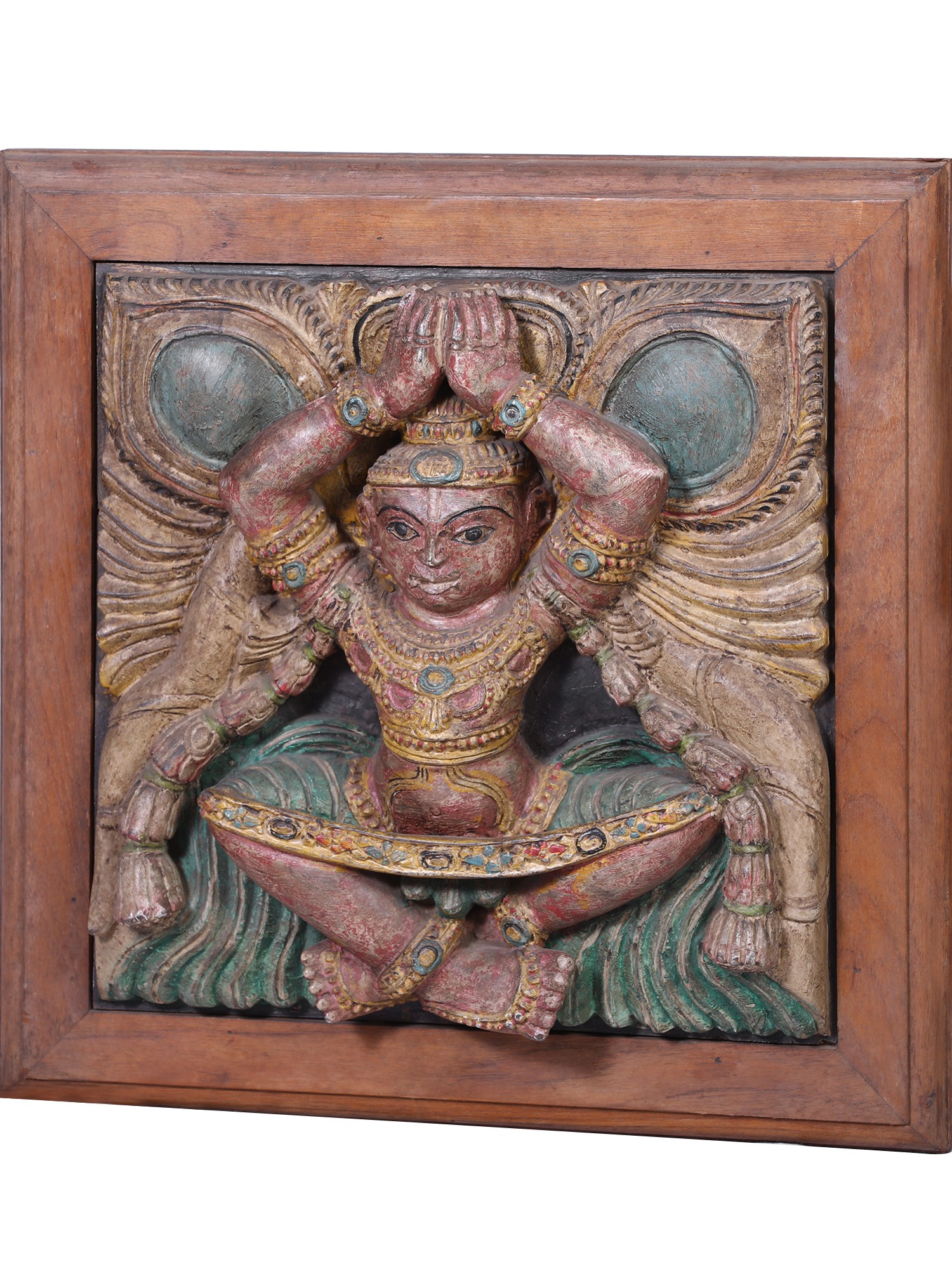 15" Lord Indra Square Wall Panel | Exotic India Art