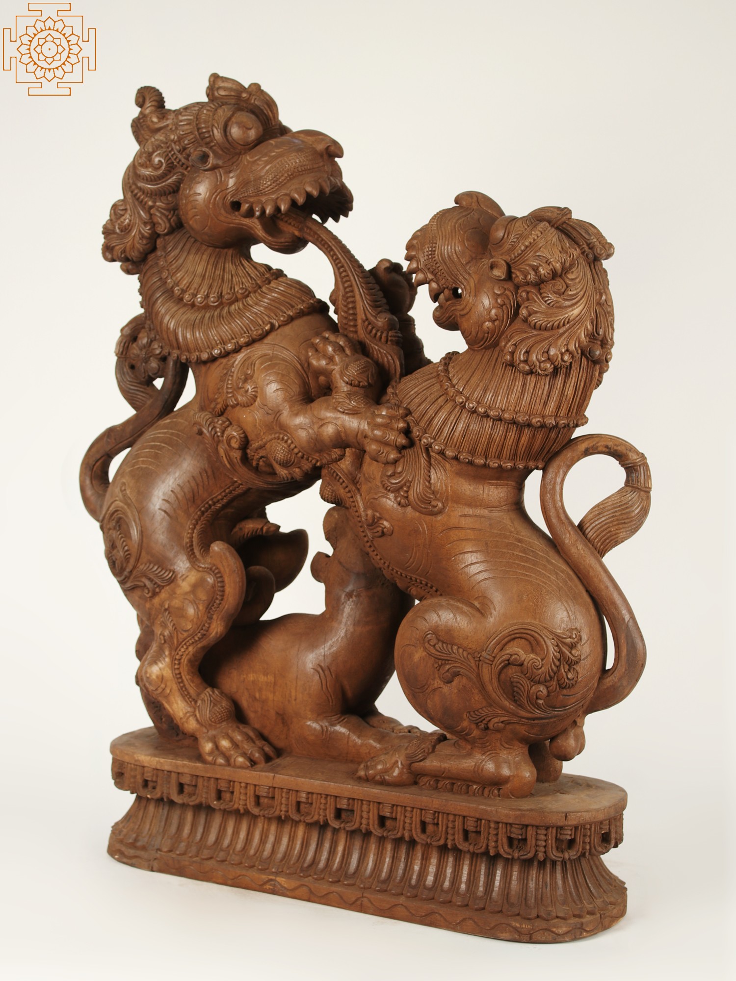 36" Wooden Large Yali | Exotic India Art