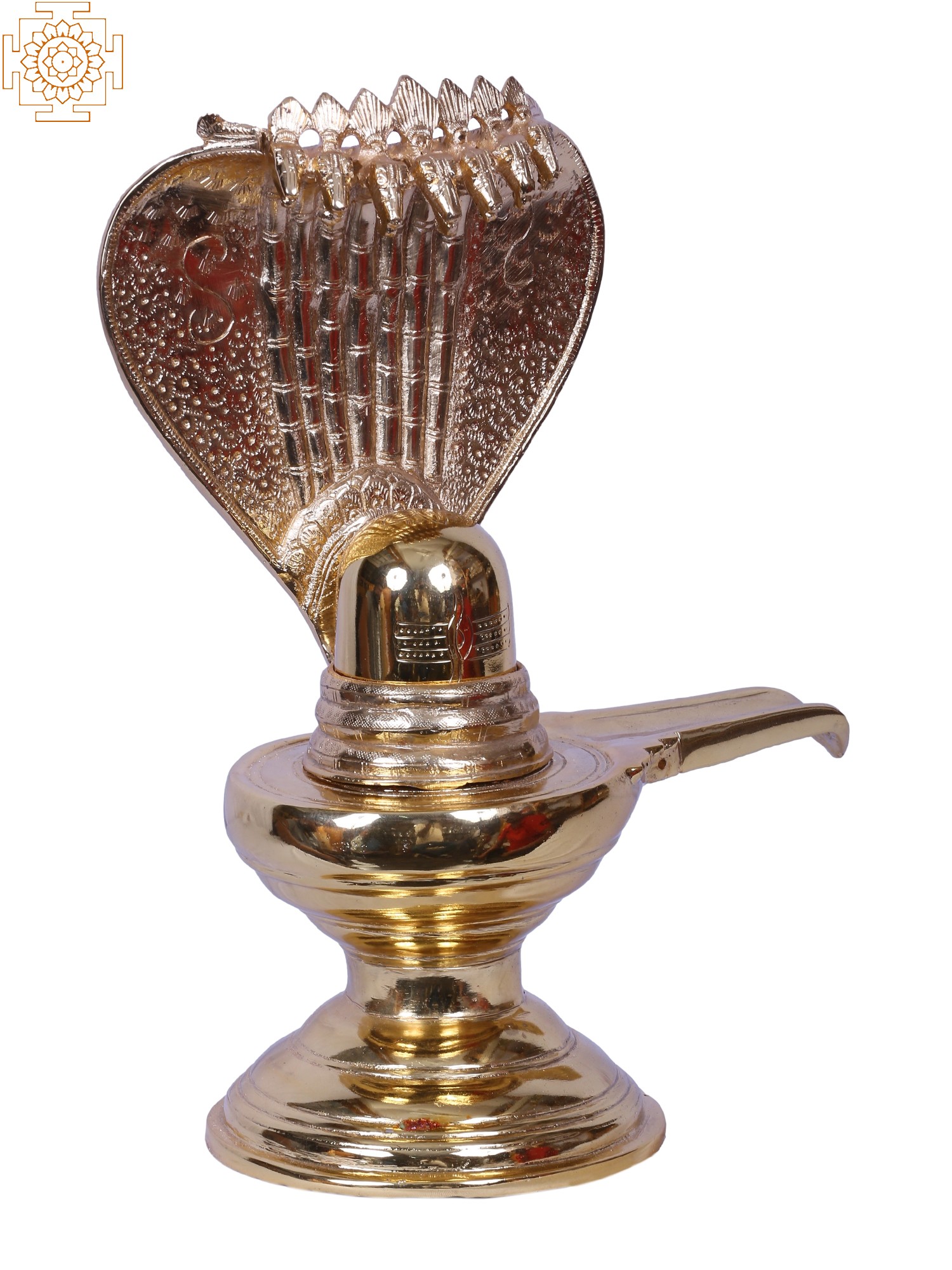 Siva Lingam With Sharp | Brass | Oval Base | Gold Plated | Exotic India Art