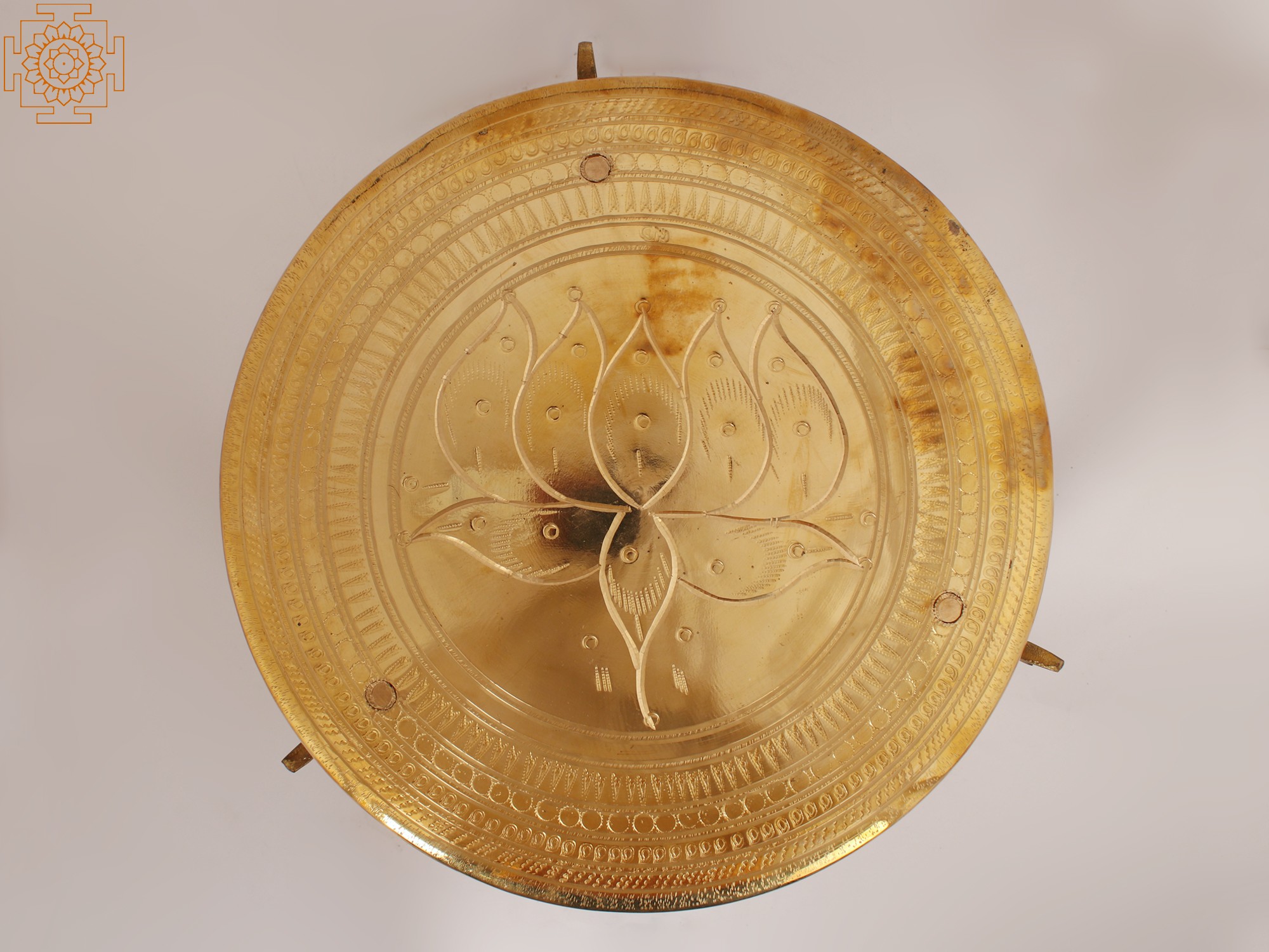 Lotus Nakashi Chowki | Brass | Exotic India Art