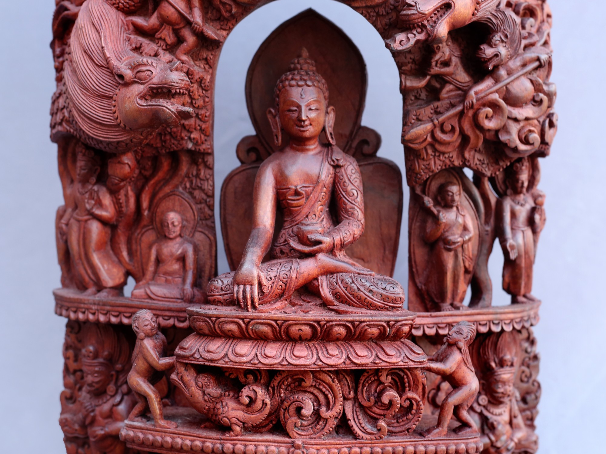 21'' Demons Attacking Lord Buddha | Wooden | Nepalese Handicrafts ...