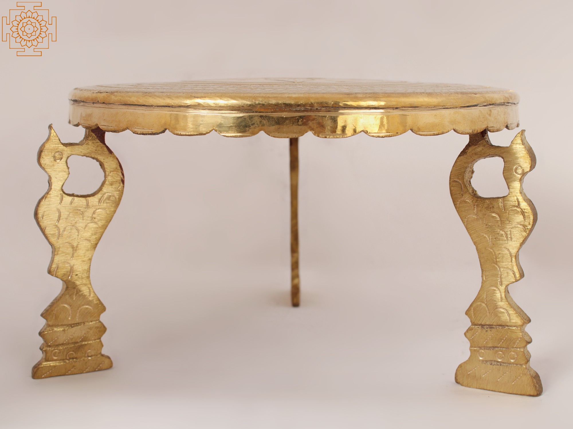 Flower Nakashi Chowki in Brass | Exotic India Art