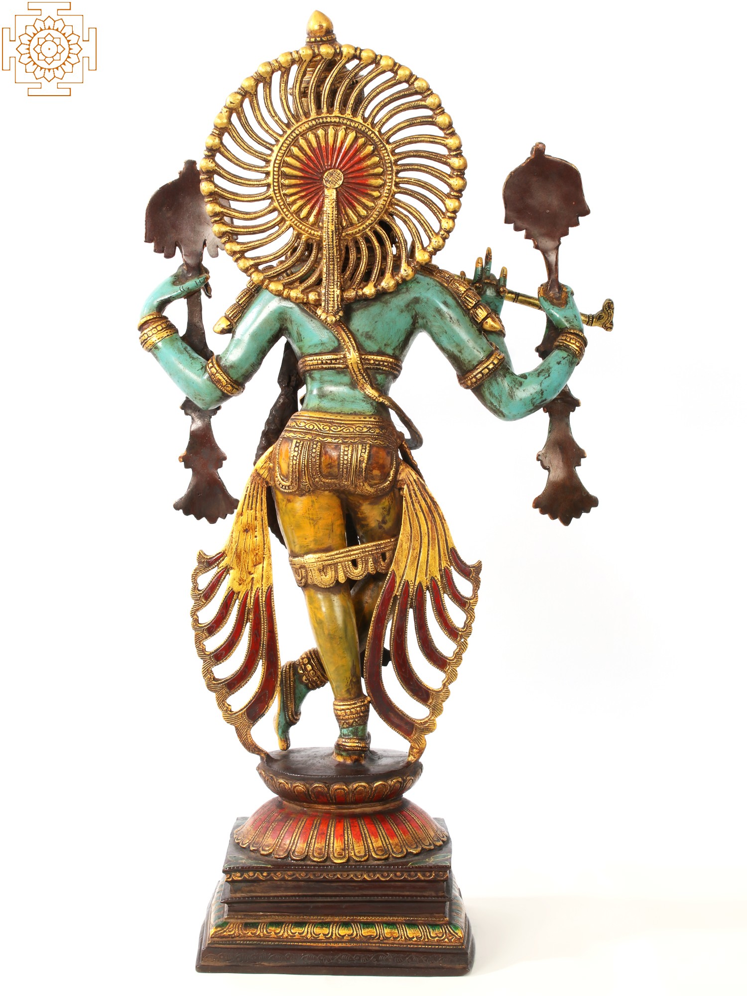 31" Large Brass Colorful Standing Lord Venugopal (Krishna) Playing ...