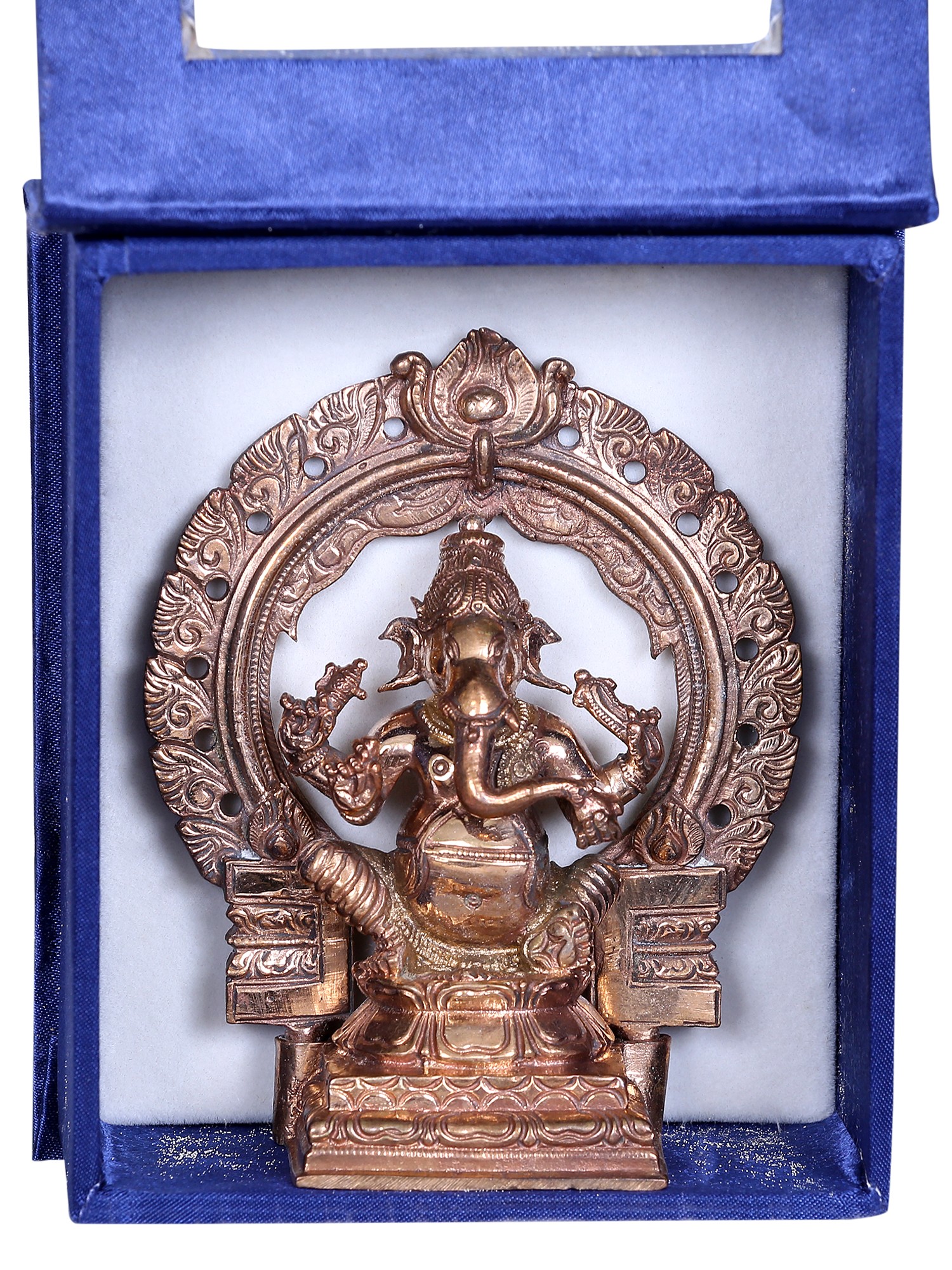 4'' Small Lord Ganesha Bronze Idol with Arch | Gift Box | Exotic India Art