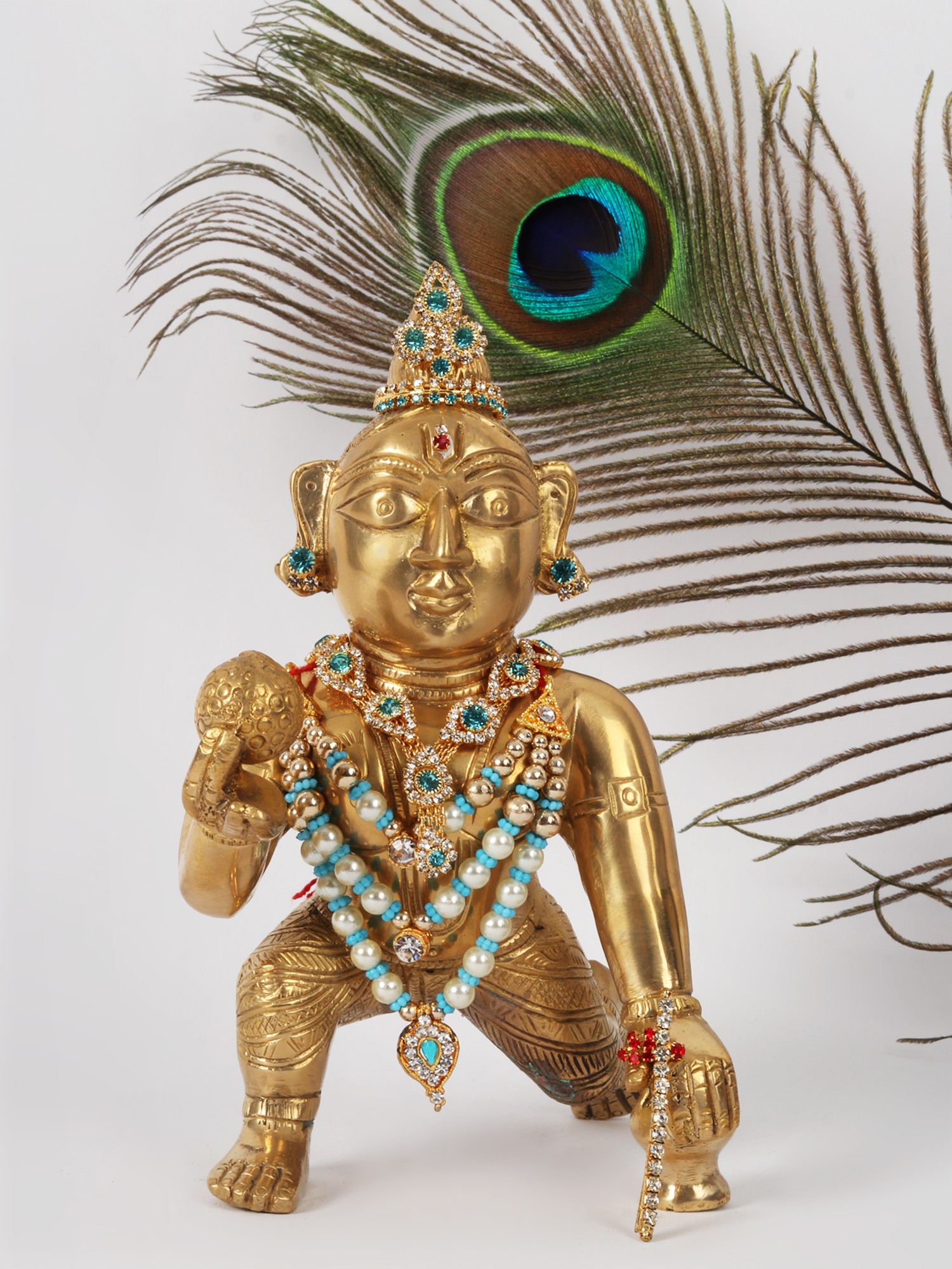 7" Crawling Laddu Gopala (Krishna) | Brass Statue | Exotic India Art