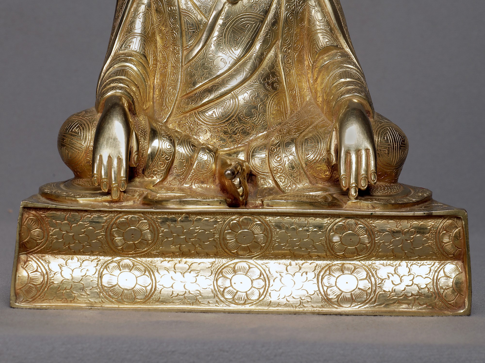 Guru Marpa Wearing a Sophisticated Carved Robe | Exotic India Art