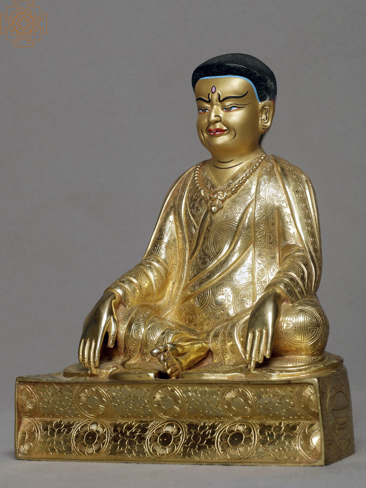 Guru Marpa Wearing a Sophisticated Carved Robe | Exotic India Art