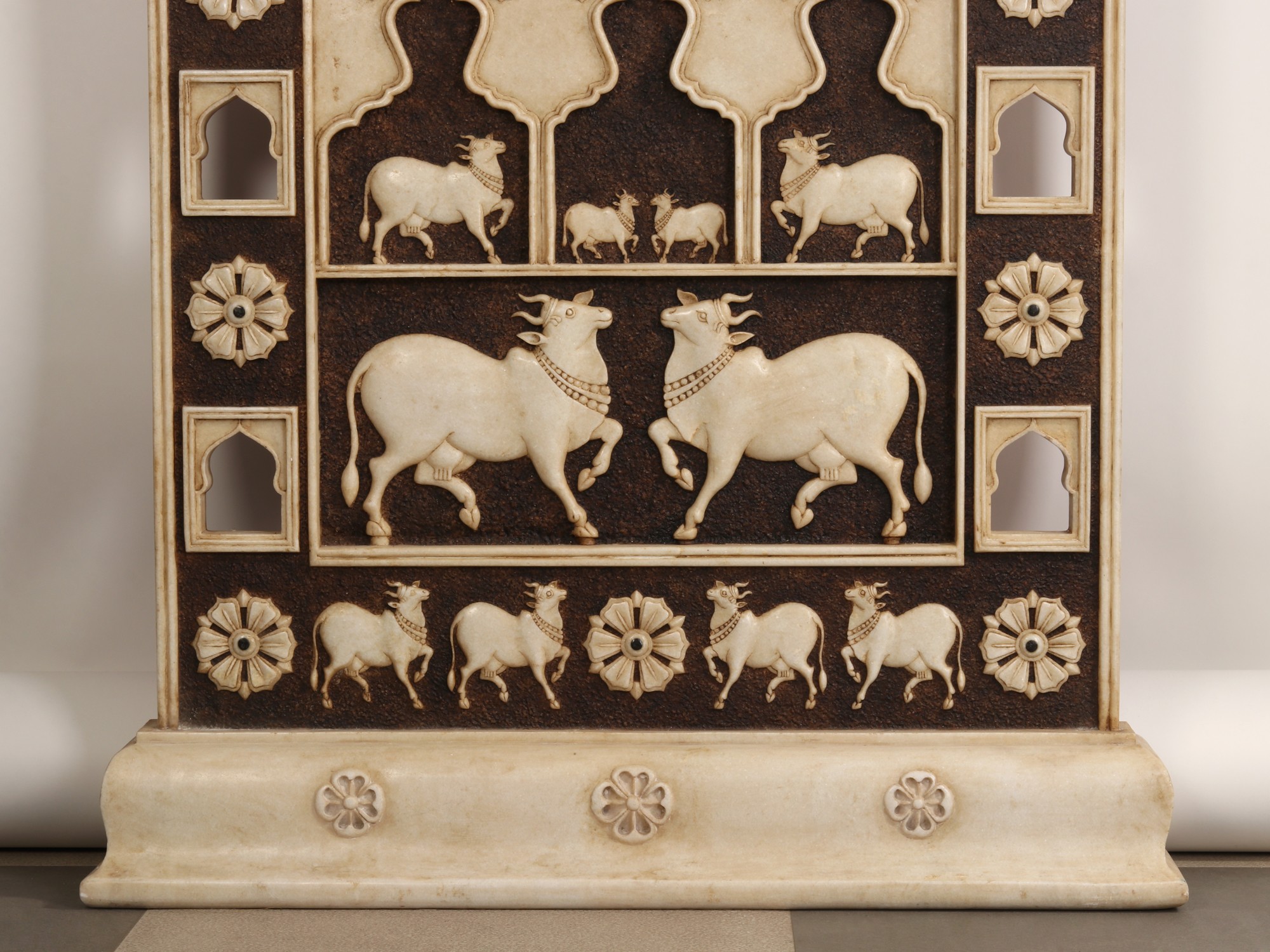 78" Super Large Designer Cow Panel in Marble | Exotic India Art