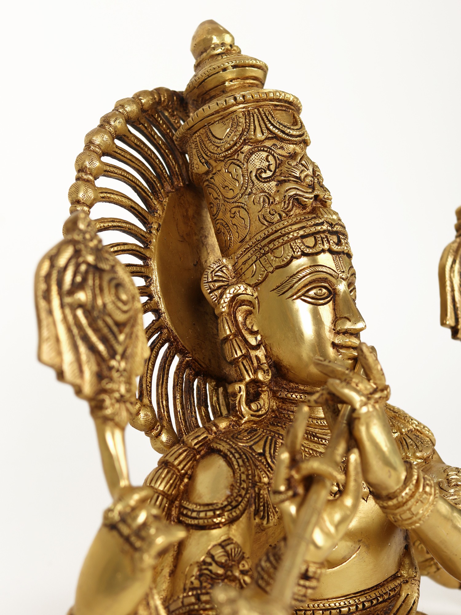 15" Chaturbhuja Venugopal Brass Statue (Krishna) Bust | Exotic India Art