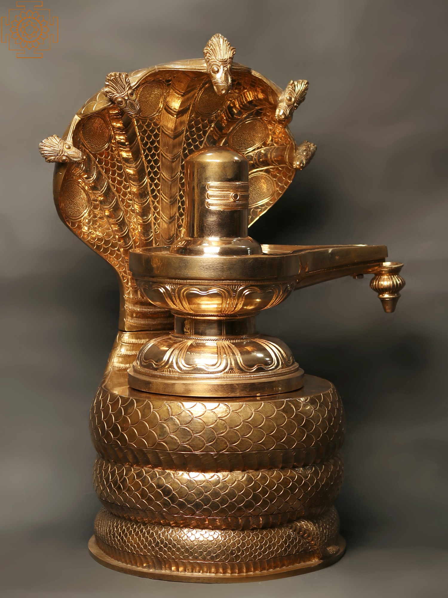 Shivalingam with Five Hooded Crowning Serpent Bronze Statue | Exotic ...