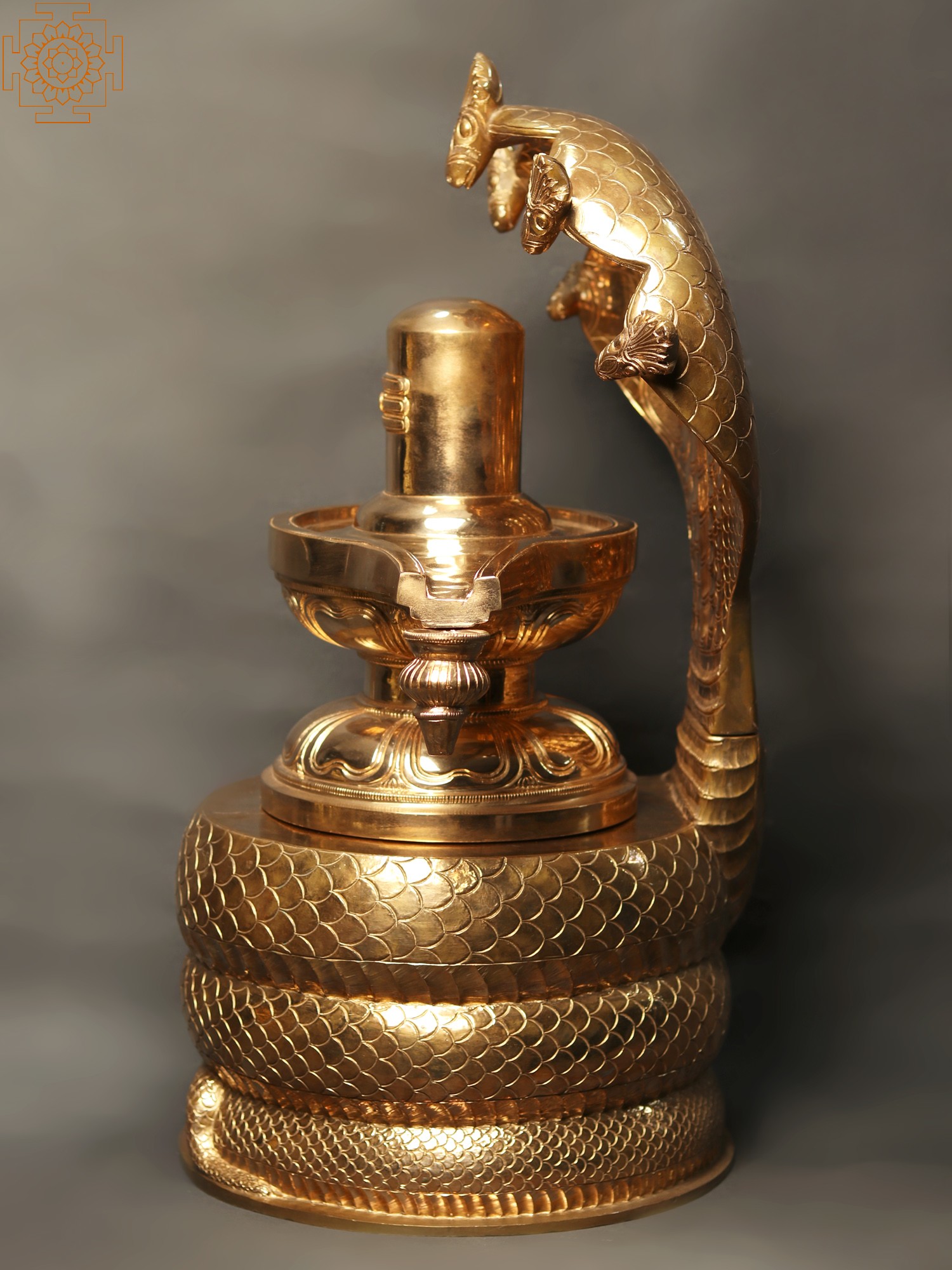Shivalingam with Five Hooded Crowning Serpent Bronze Statue | Exotic ...