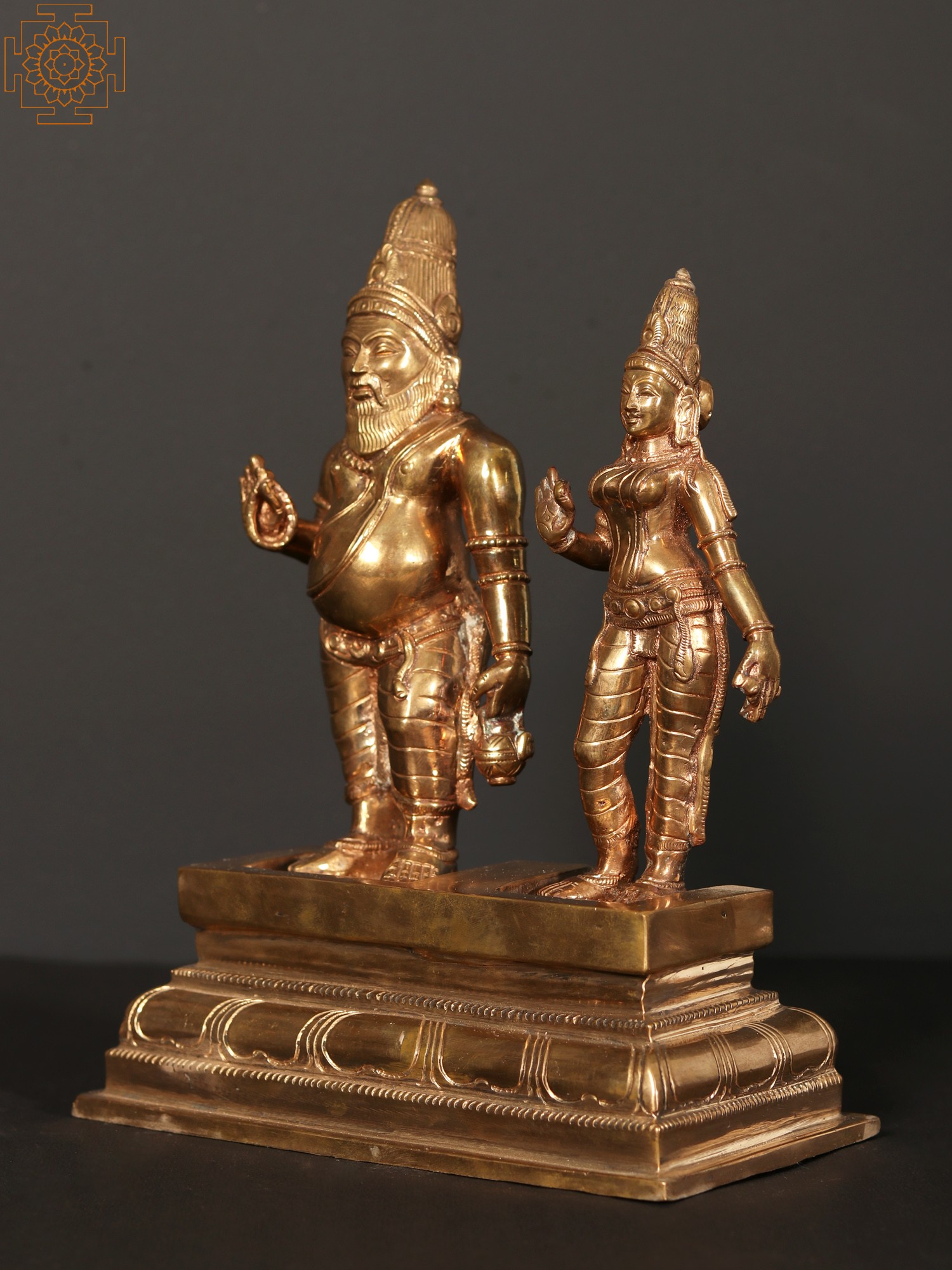 9" Agastya Muni with His Wife Lopamudra | Bronze Statue | Exotic India Art