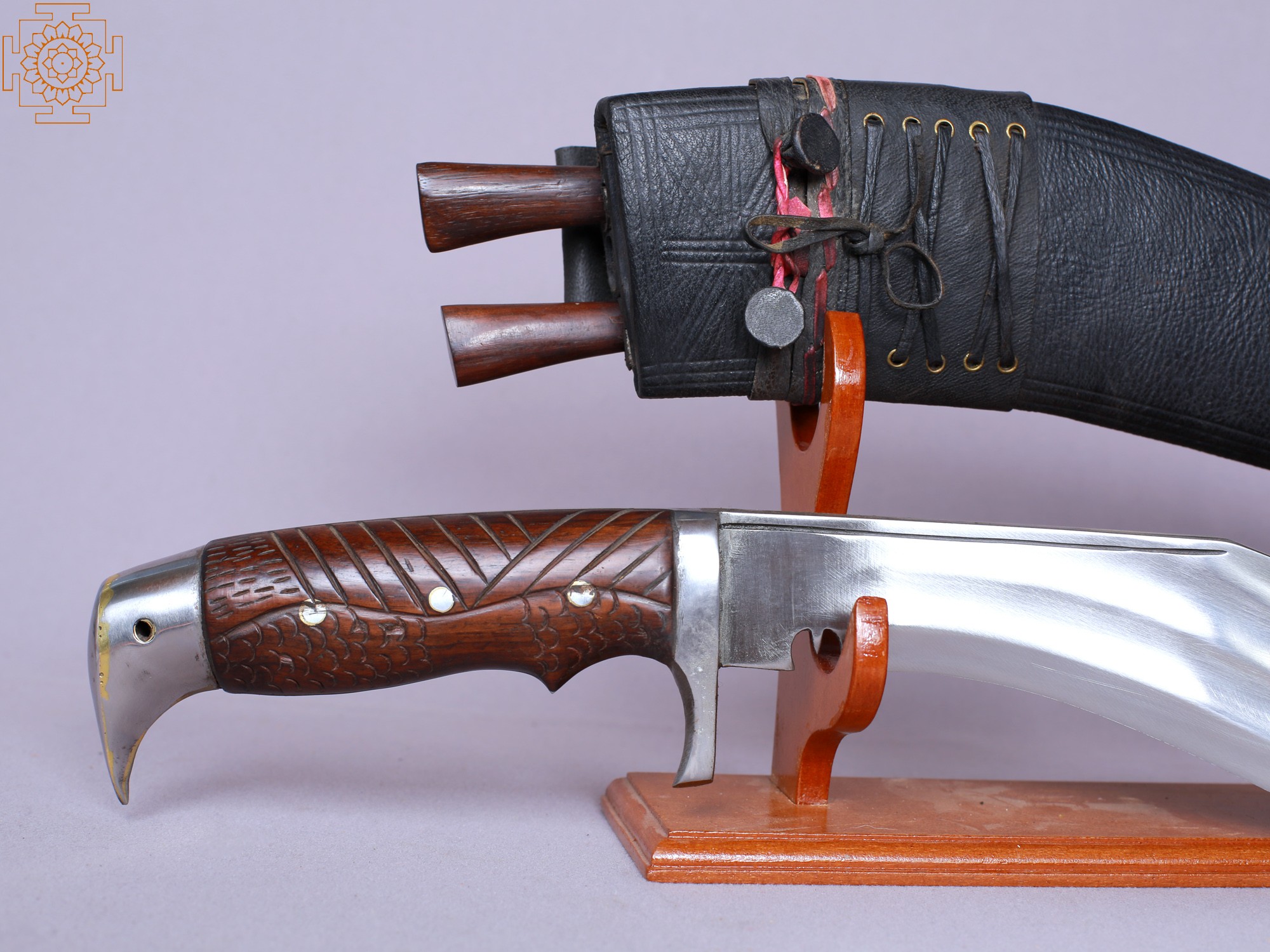 17" Wooden Carved 3 Chira Ganjawal Khukuri From Nepal | Exotic India Art