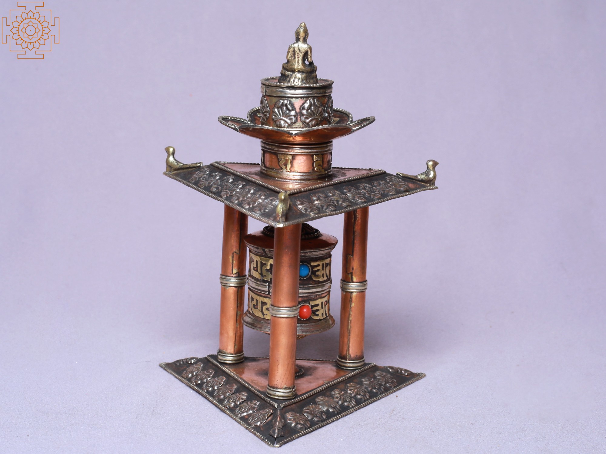7" Buddha 3 Pillars Triangle Table Prayer Wheel | Made In Nepal ...