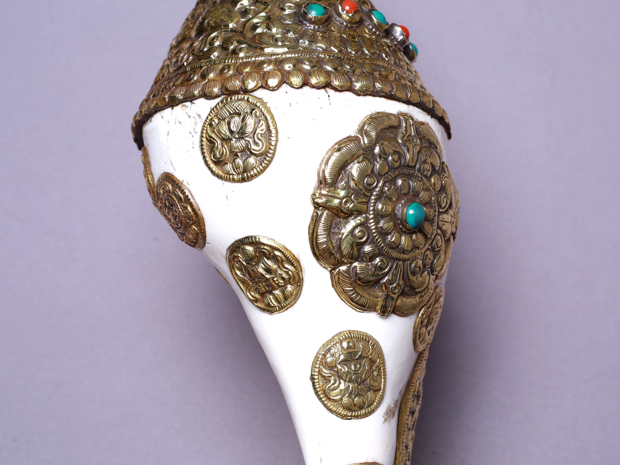 17" Sankha in Brass Plate | Made In Nepal | Exotic India Art