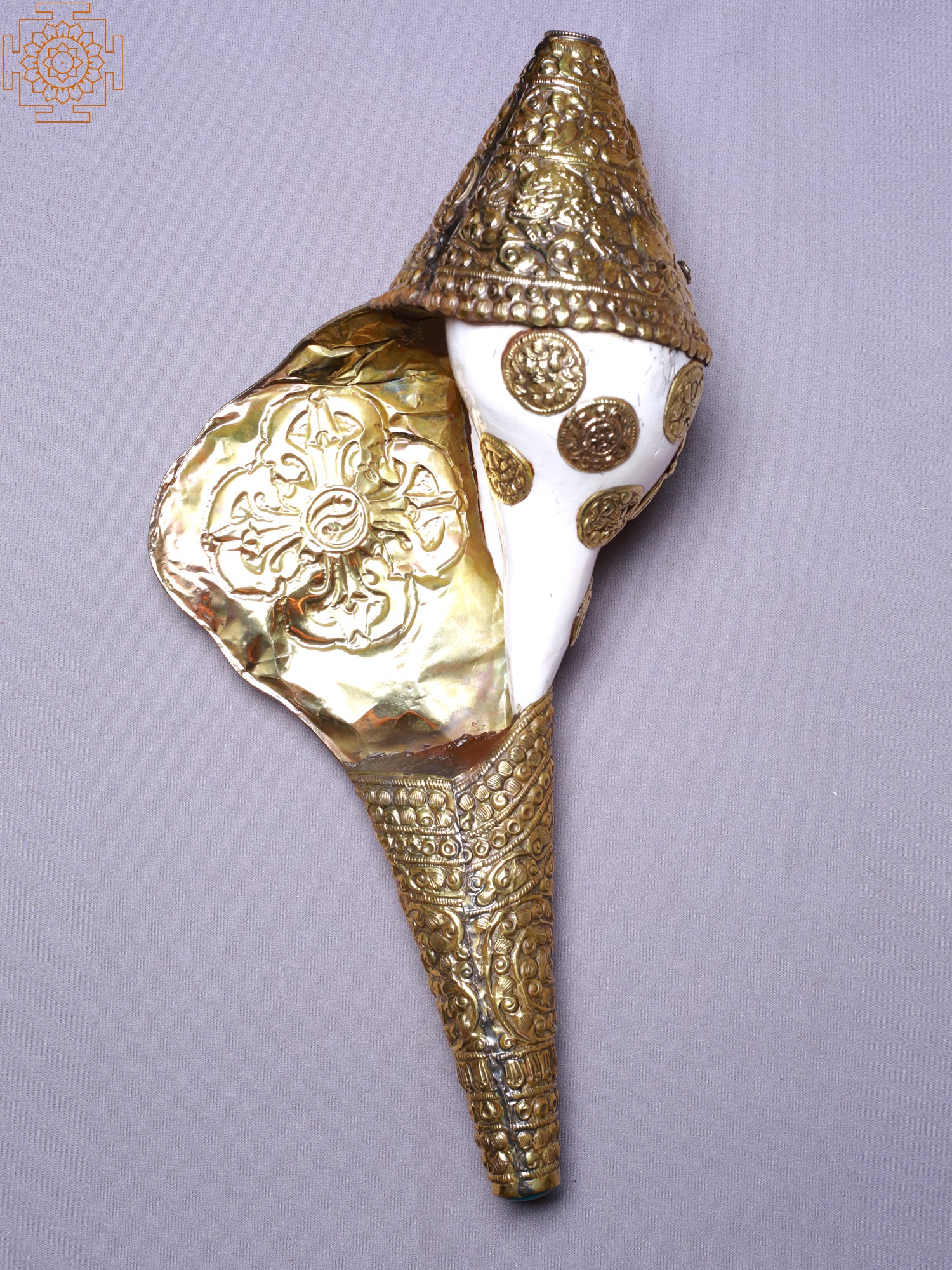 17" Sankha in Brass Plate | Made In Nepal | Exotic India Art