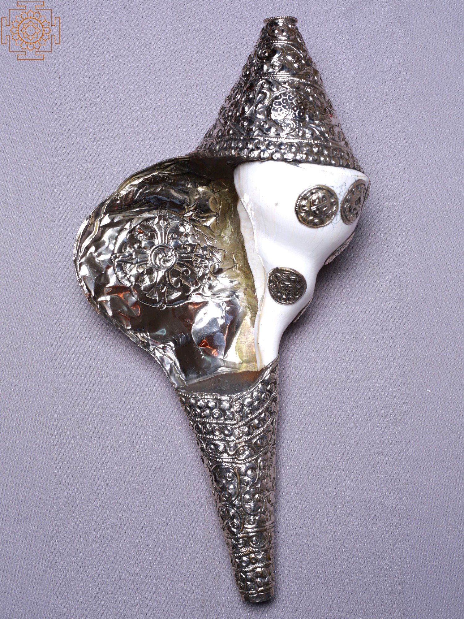 17" Conch/Shankha in White Metal | Made In Nepal | Exotic India Art