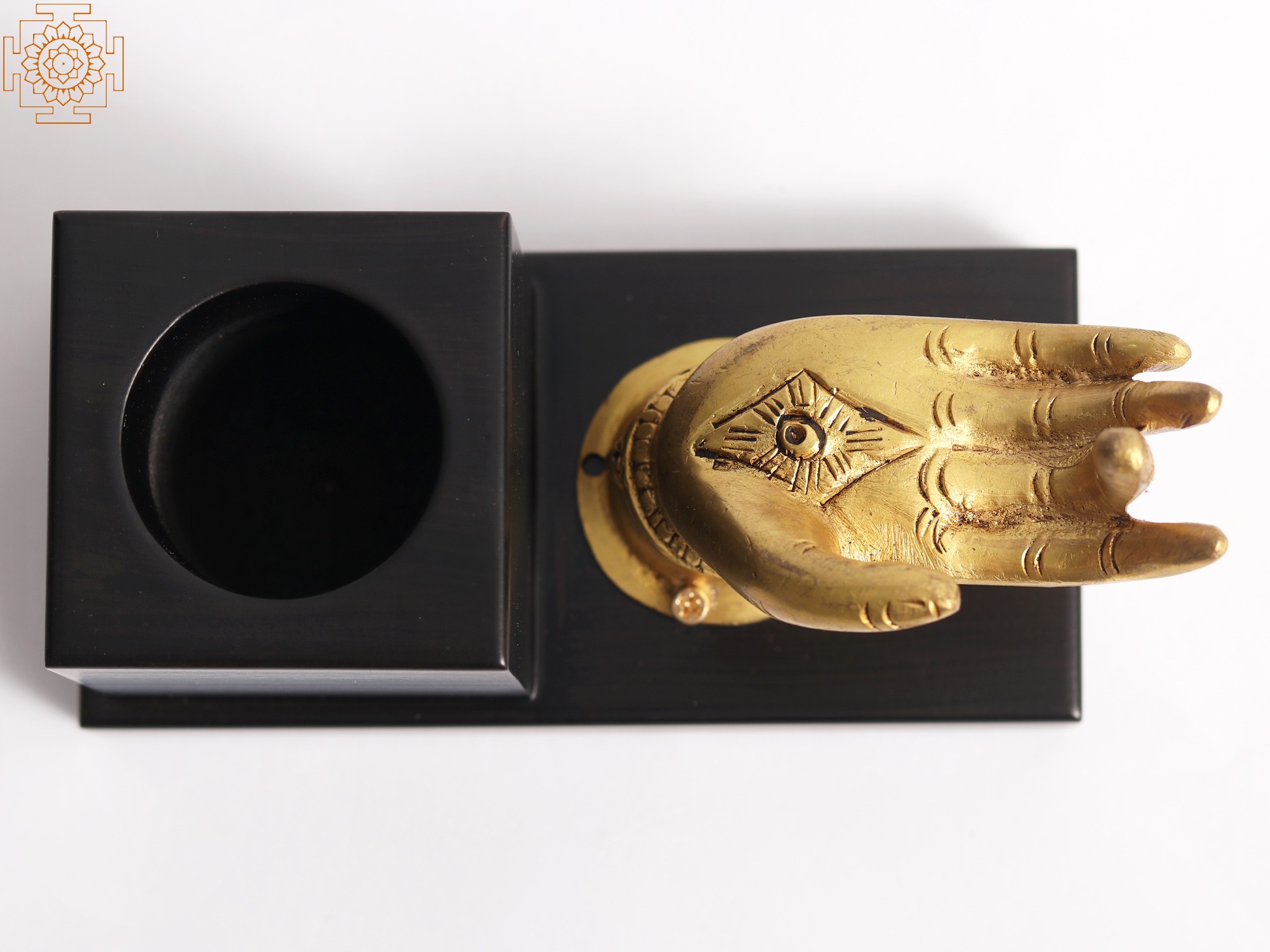 5" Brass Devi Hand with Wooden Pen Stand | Exotic India Art