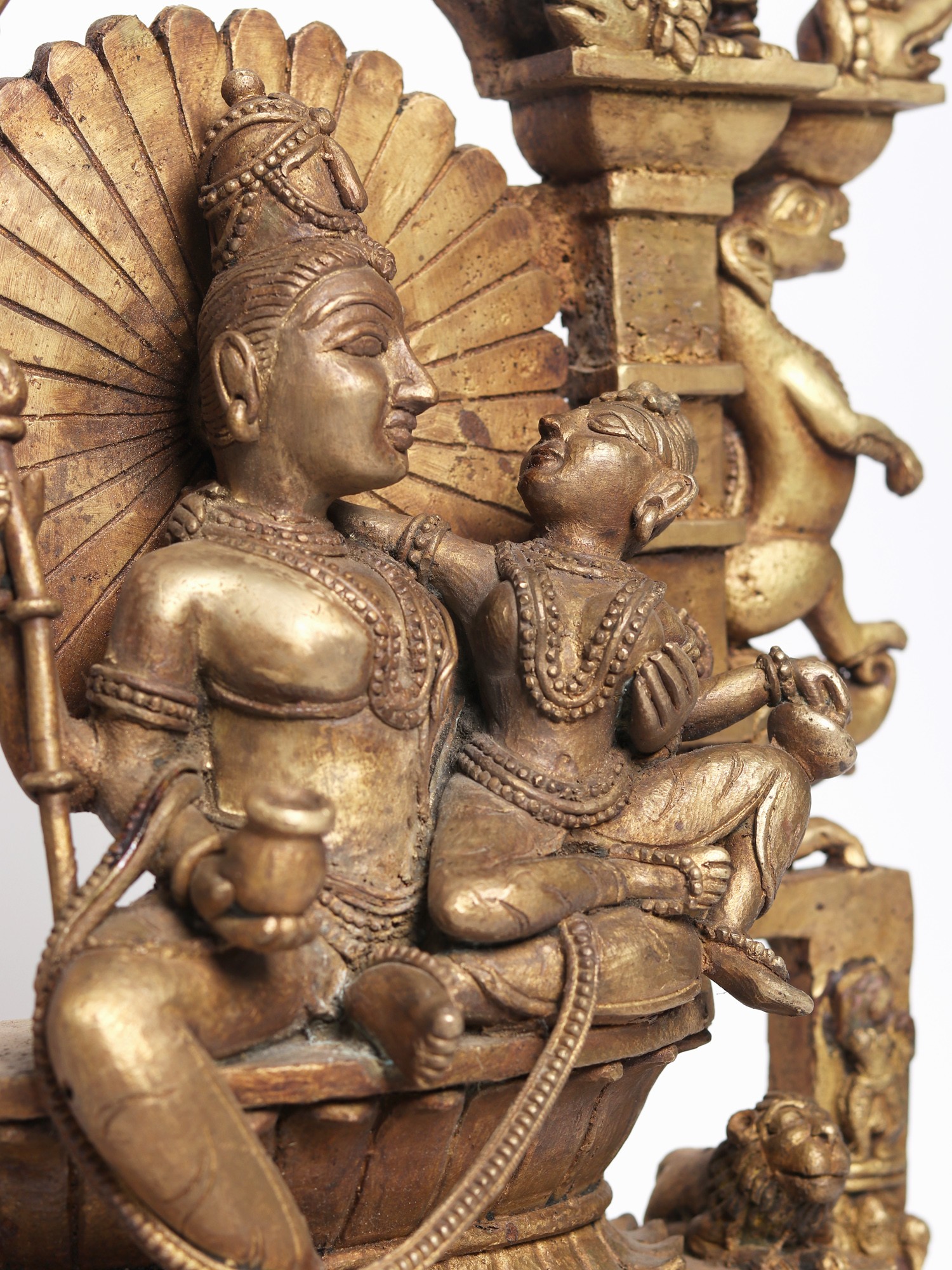 22" Bronze Shiva and Parvati Idol Seated On Throne In The Divine ...