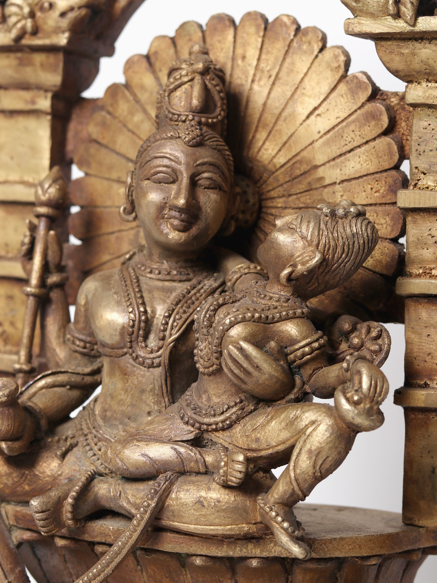 22" Bronze Shiva and Parvati Idol Seated On Throne In The Divine ...