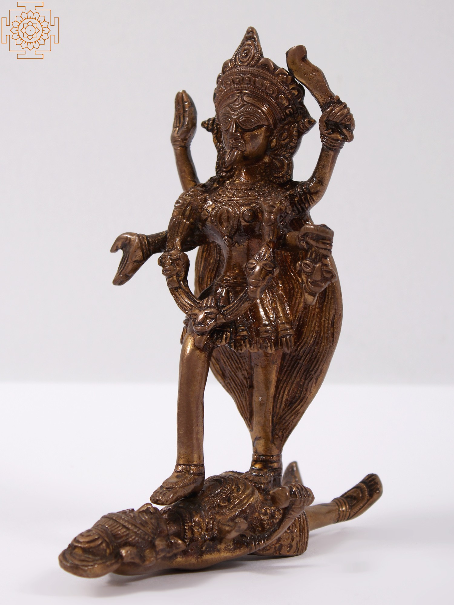 6" Goddess Kali Brass Idol | Tribal Statue | Exotic India Art