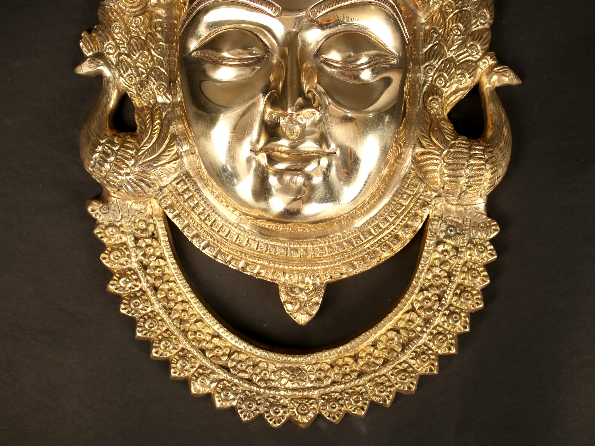 18" Brass Shrinathji Wall Hanging Face Mask | Exotic India Art