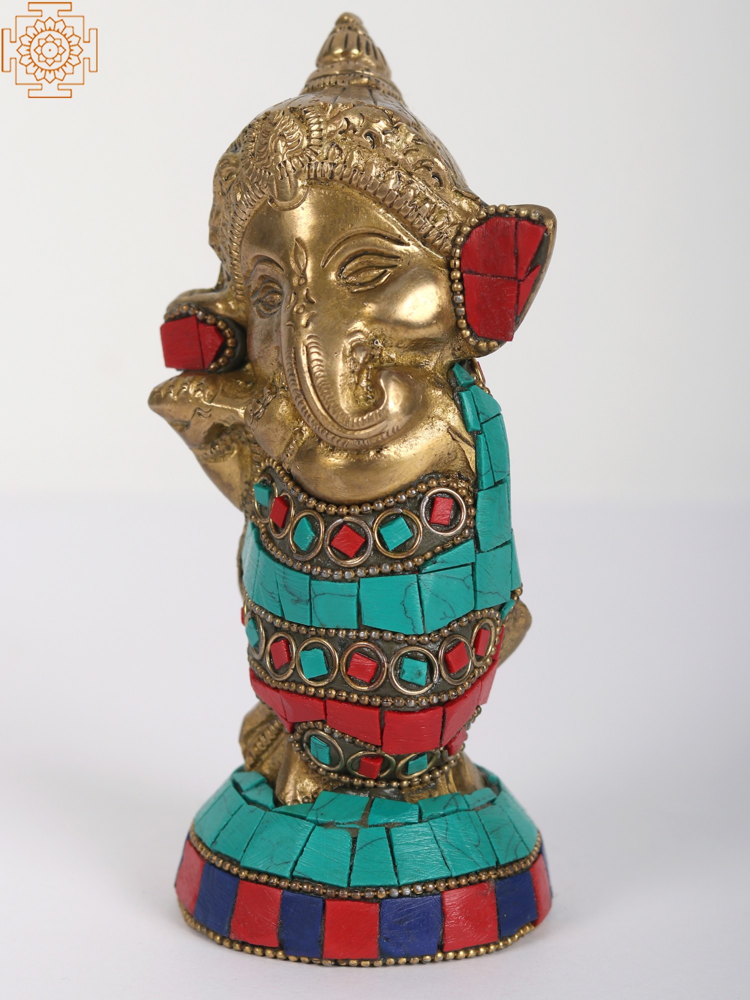 5" Small Baby Ganesha Statue | Brass with Inlay Work | Exotic India Art
