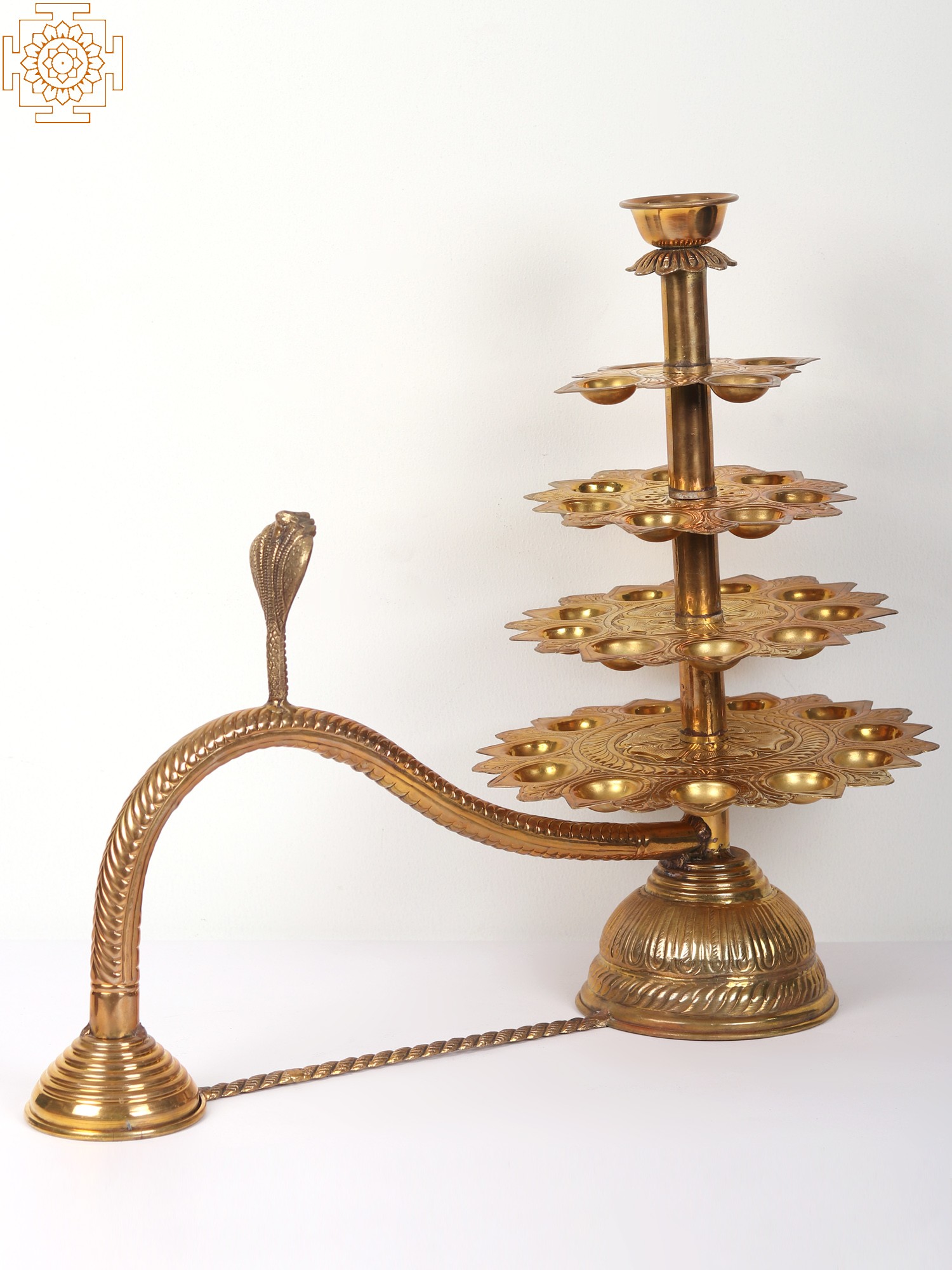 Handheld Multi Wick Aarti Lamp in Brass | Exotic India Art