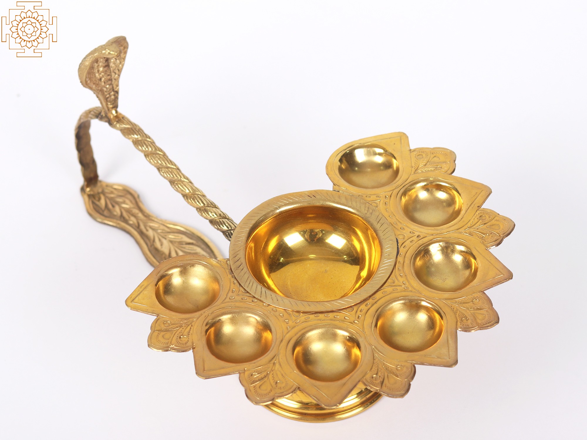 Brass Handheld Multiple Wicks Oil Lamp | Exotic India Art