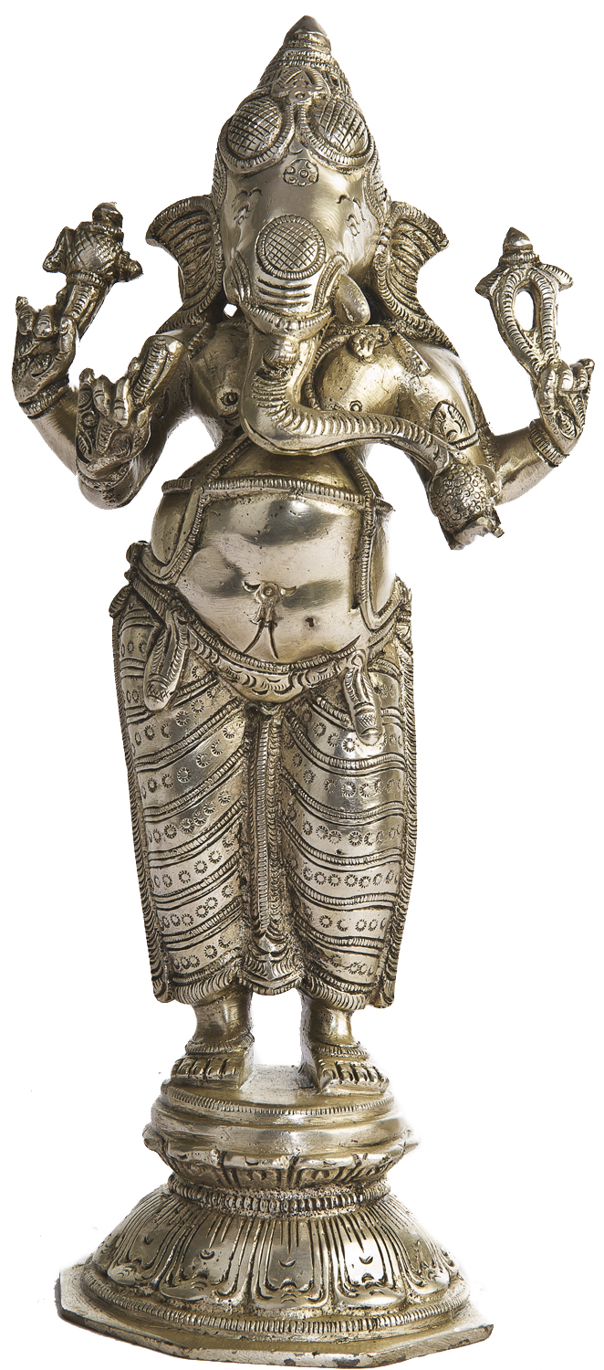 Four-Armed Standing Ganesha in Silver Hue | Exotic India Art