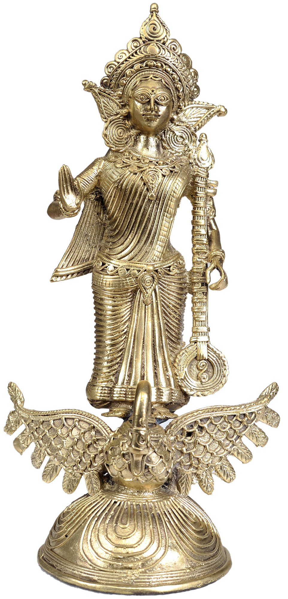 Goddess Saraswati Standing on Swan (Folk Statue from Bastar) | Exotic ...