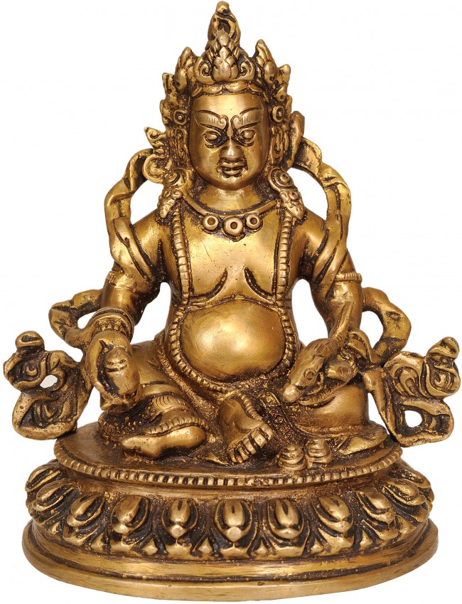 6" Tibetan Buddhist Deity-Kubera (God of Wealth) Brass Statue ...